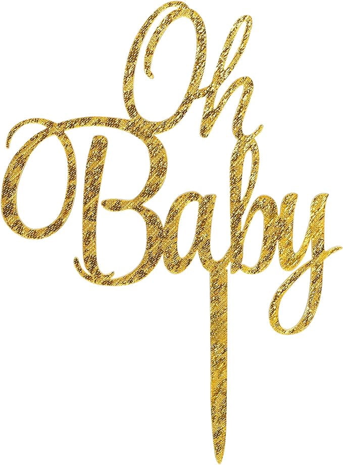 Oh Baby Cake Topper Gold Glitter for Baby Shower Cake Toppers for Boys ...