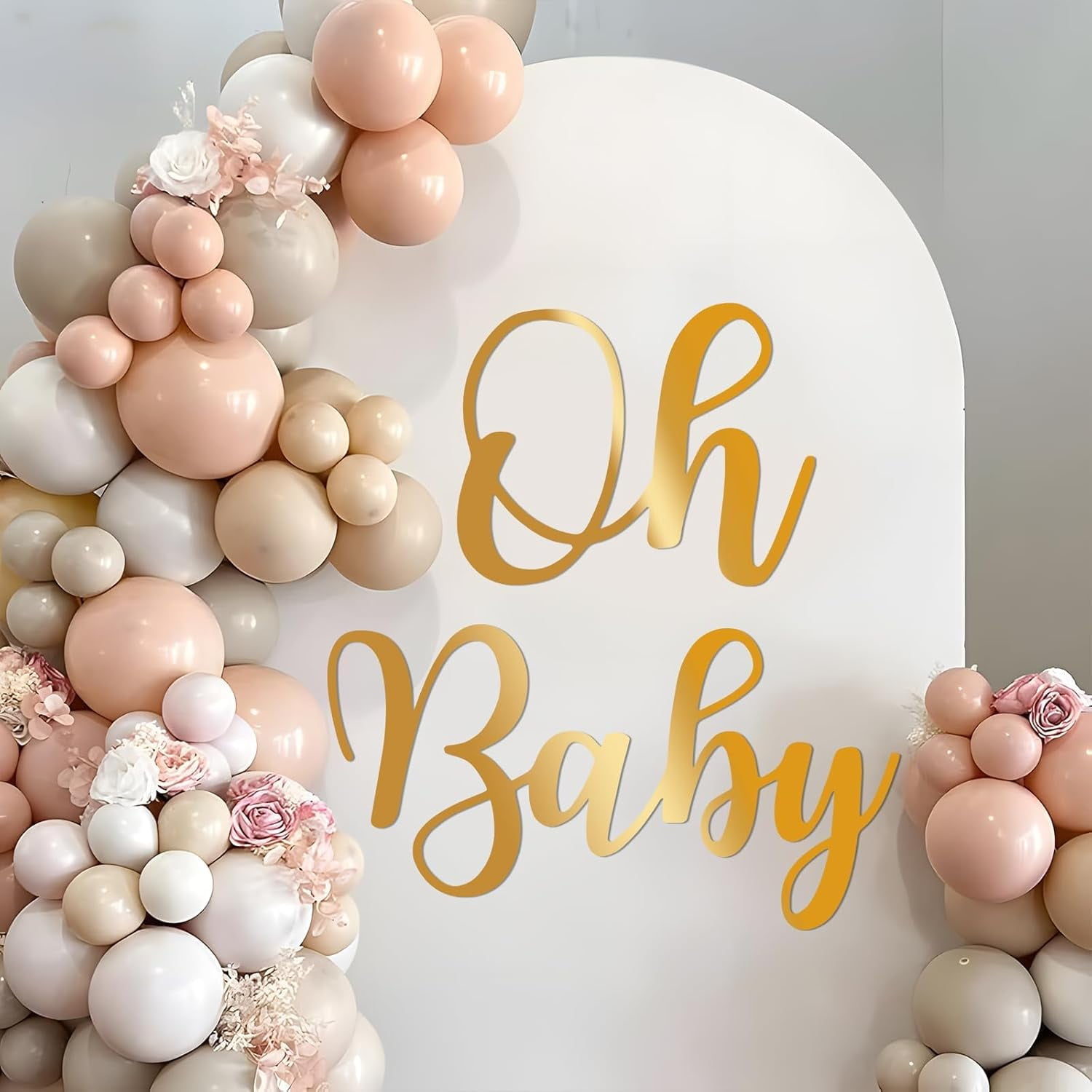 Oh Baby Decal Sign for Balloons Arch Backdrop, Large Adhesive Letters ...