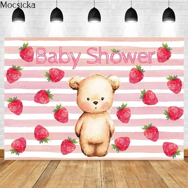 Oh Baby Photography Background Bear Strawberry Decoration Baby Shower ...