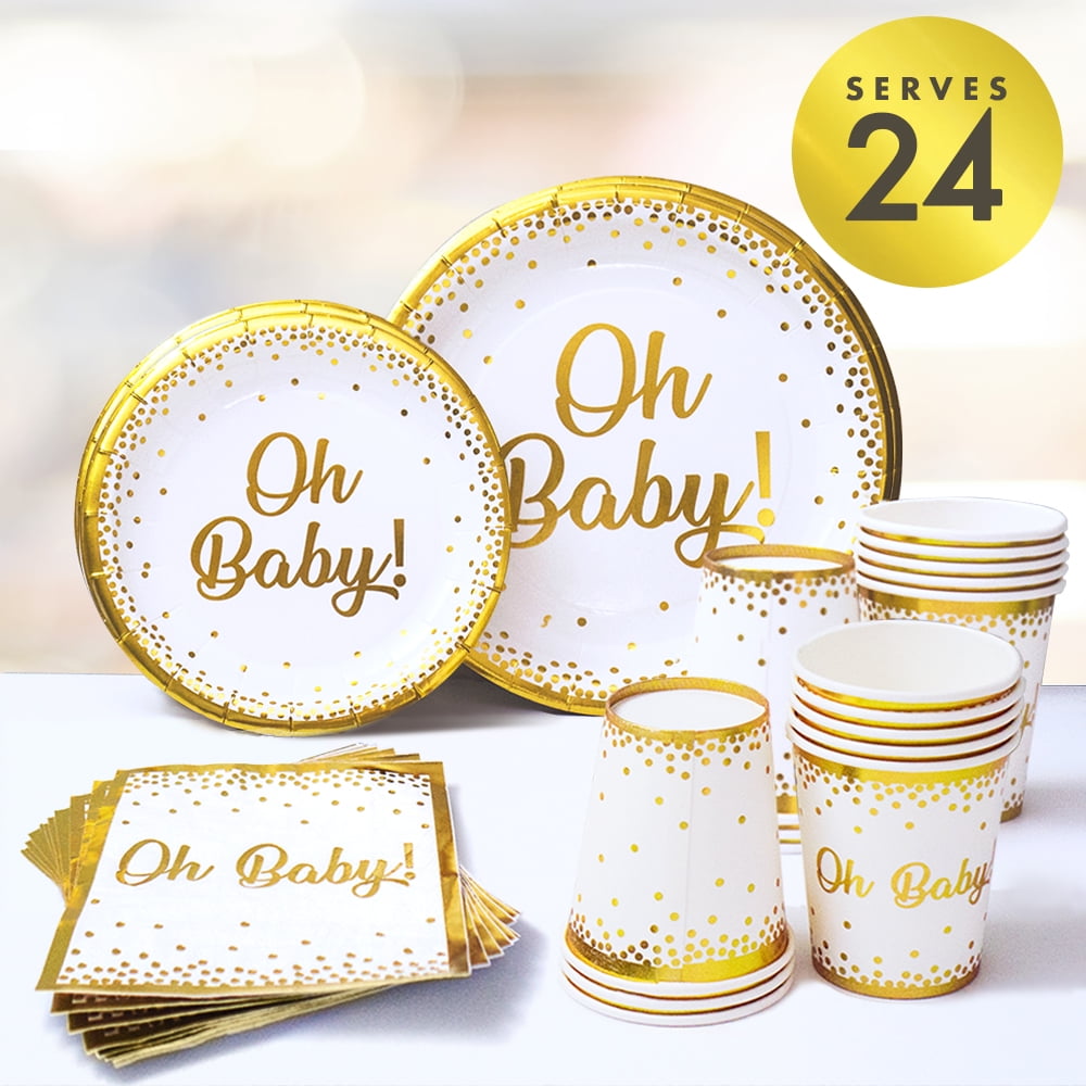 Oh Baby Shower Plates and Napkins for 24 Neutral for Boy or Girl with ...