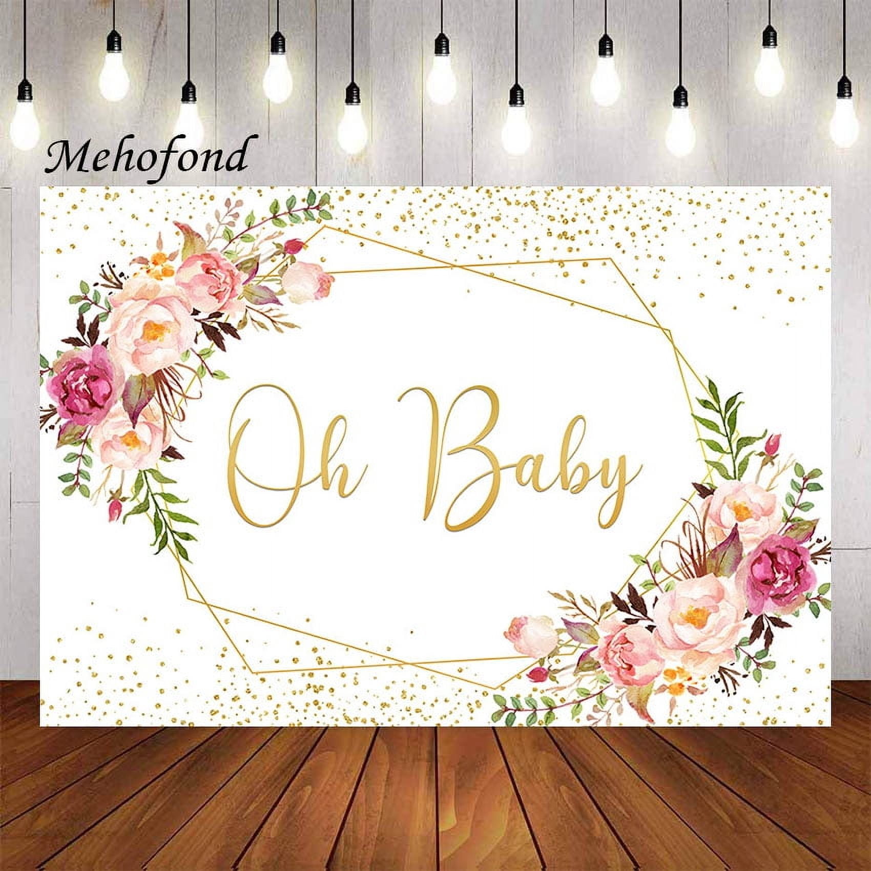 Oh Baby Wreath Gold Ring Colorful Flowers Baby Shower rations Backdrop ...