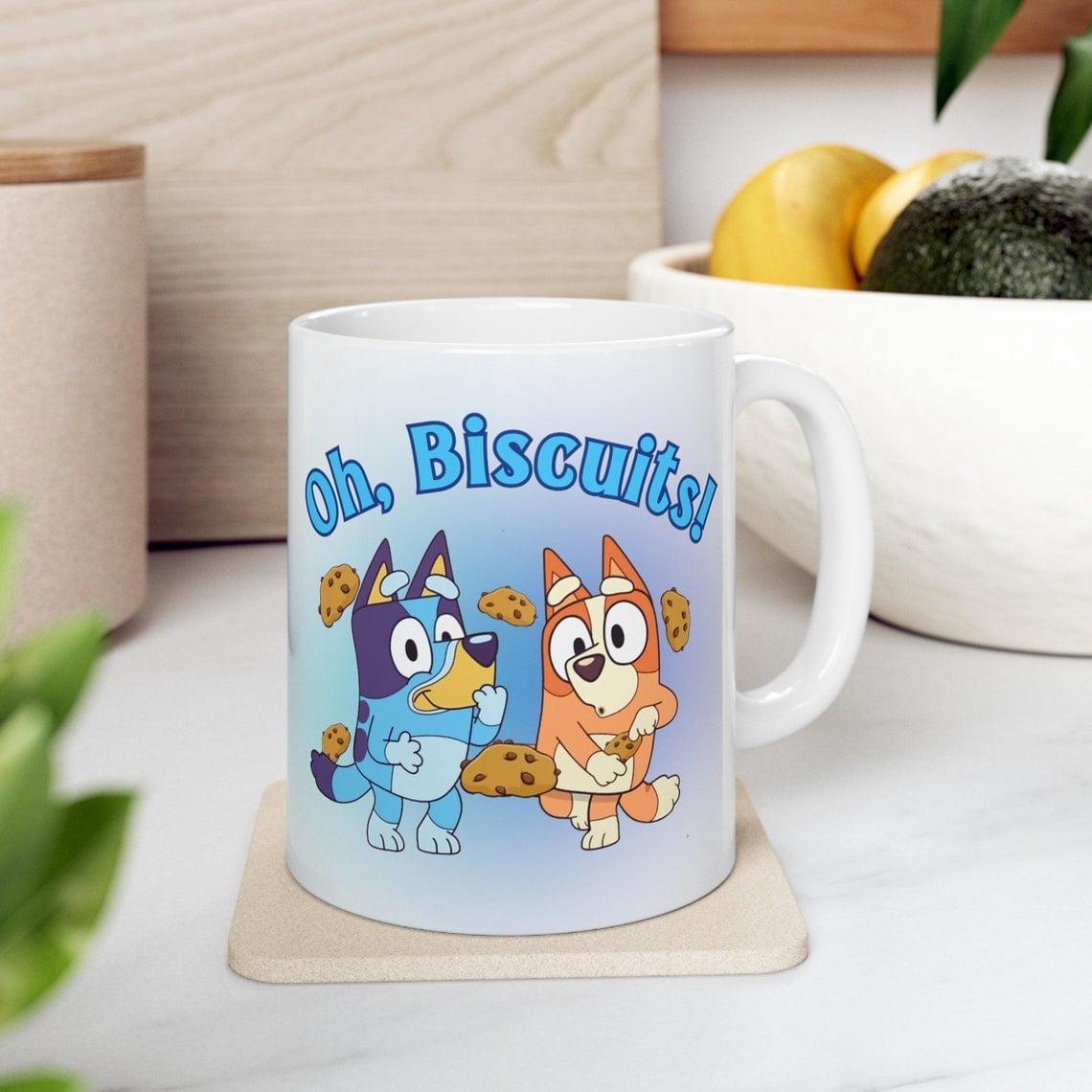 Oh Biscuits Bluey mug, bluey biscuit mug, cute bluey coffee cup, bluey ...