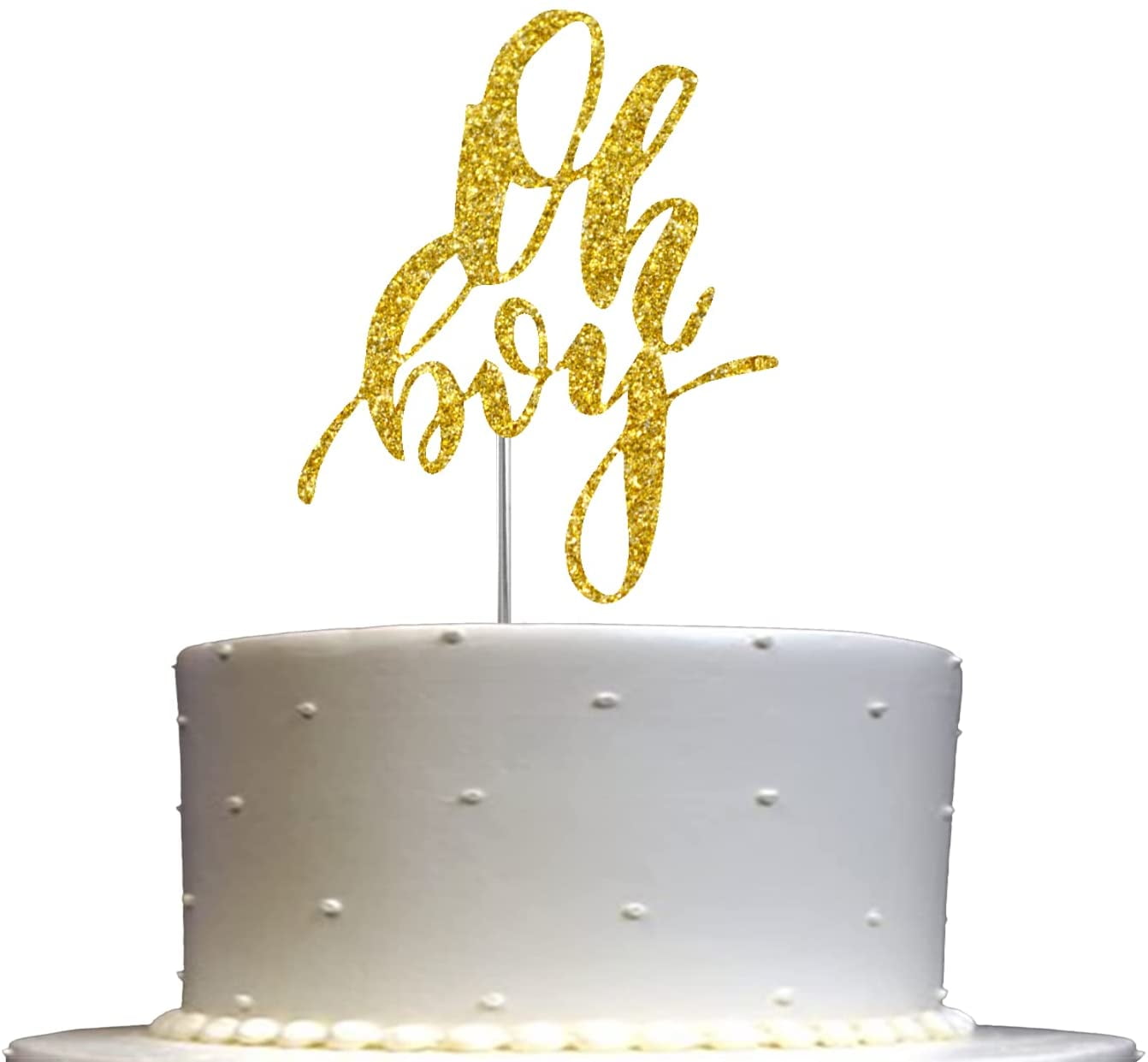 Oh Boy Cake Topper Gold Glitter, Baby Shower Party Decoration, Sturdy ...