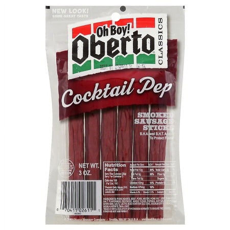 Oh Boy! Oberto Cocktail Pep Smoked Sausage Sticks 3oz Resealable Bag ...