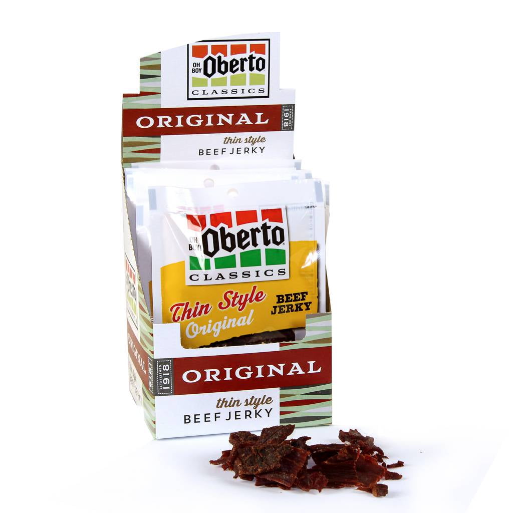 Oh Boy Oberto Thin Style Original Beef Jerky - 1.2 oz. bag, 64 per case ...