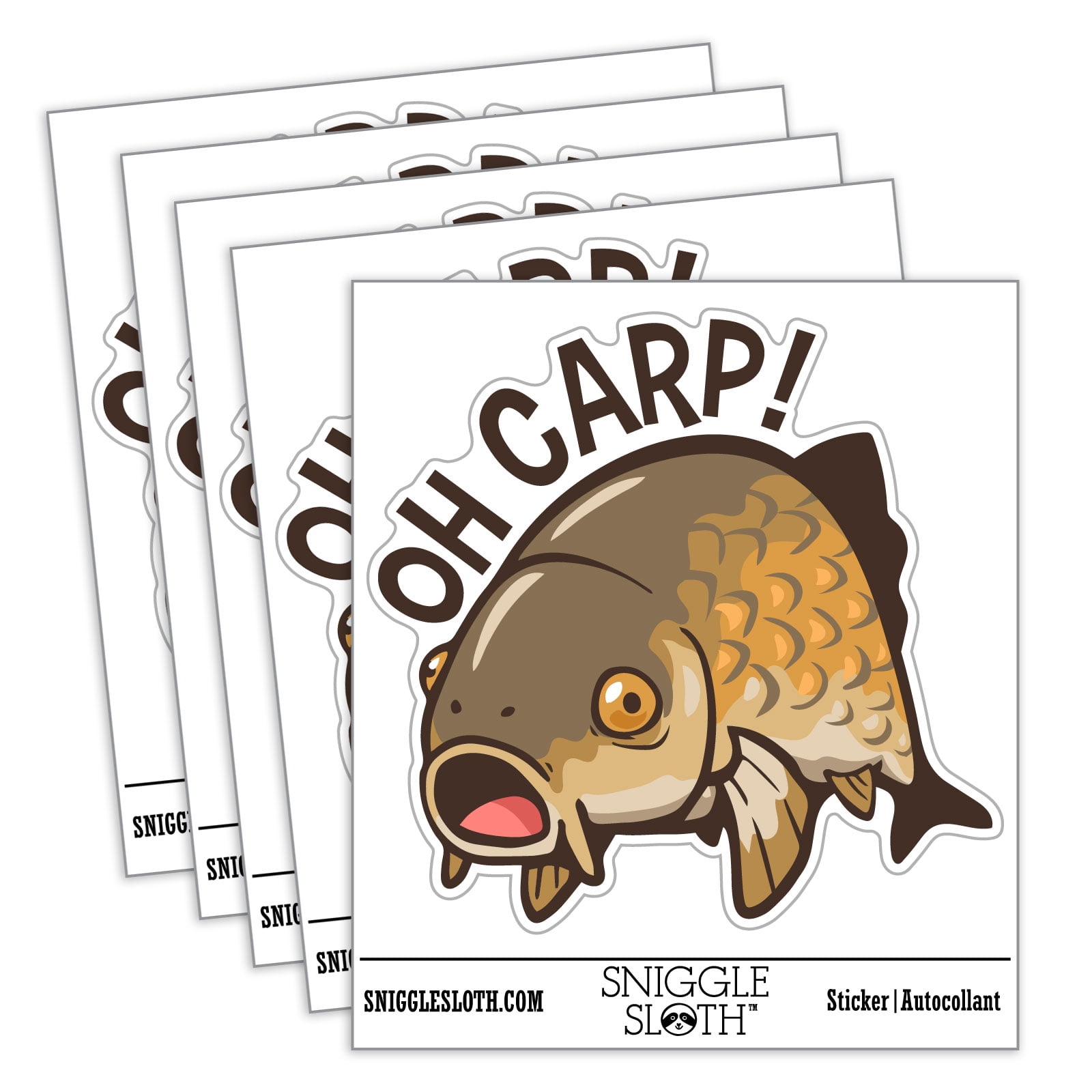 Oh Carp Regretful Fish Funny Face Car Window Bumper Water Bottle Phone ...