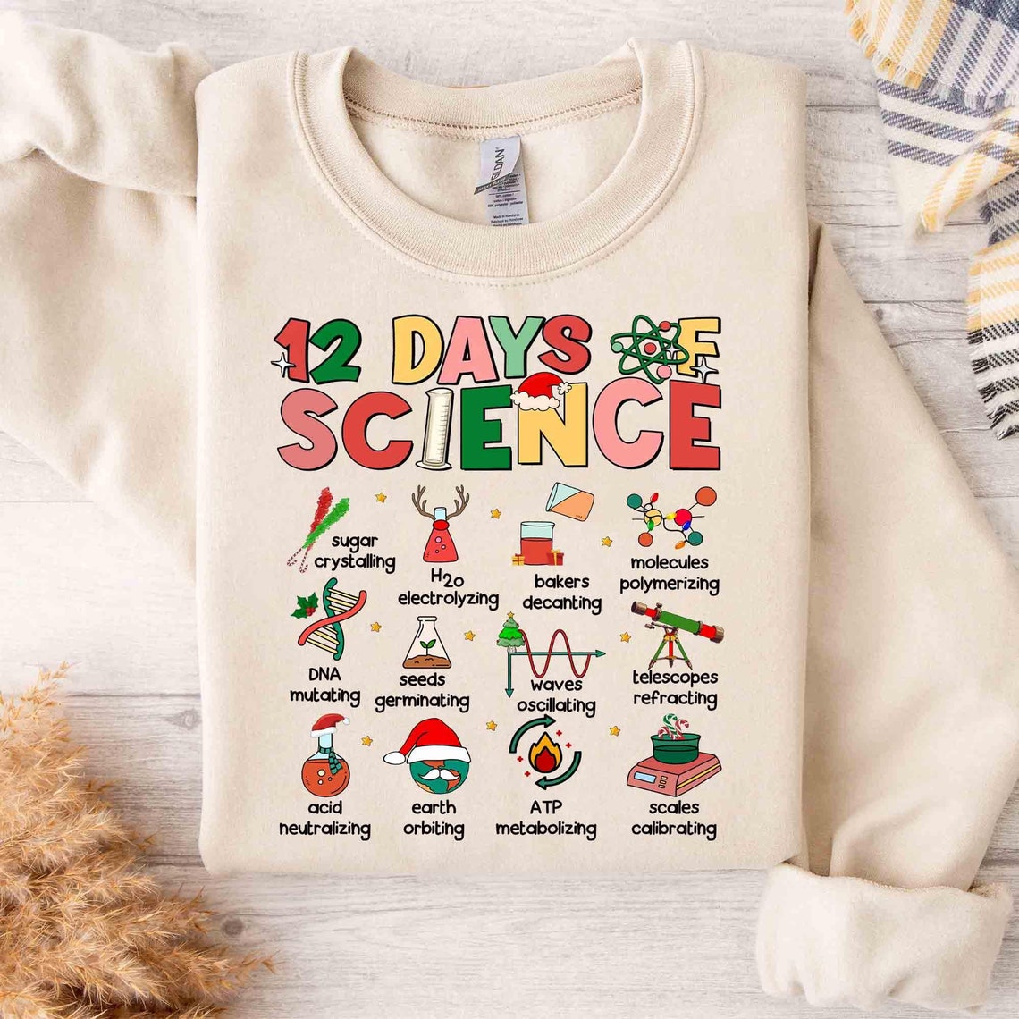 Oh Chemistree Winter Holiday Shirt, 12 Days Of Science Xmas School ...