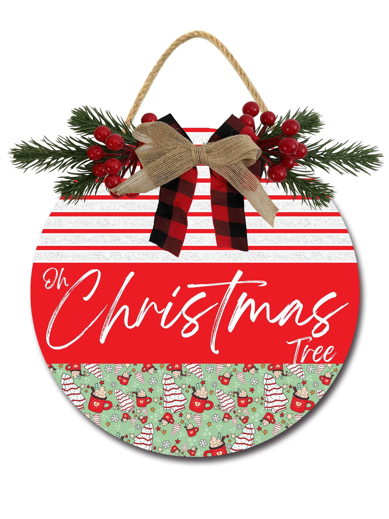Oh Christmas Tree Door Hanging Sign 12 Inch Wooden Wall Sign, Rustic ...