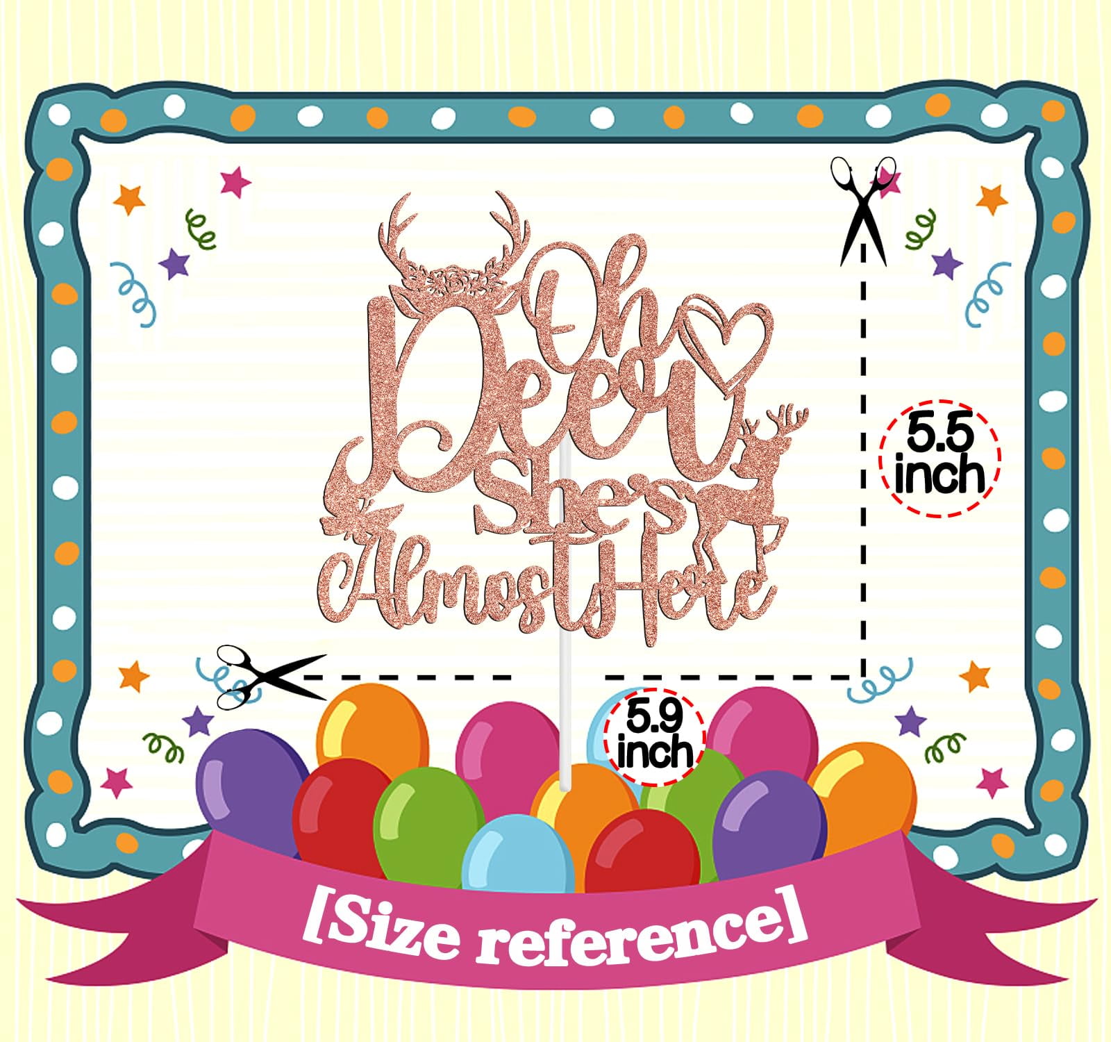 Oh Deer She's AJH3 Almost Here Cake Topper, Oh Deer Baby Shower Girl's ...