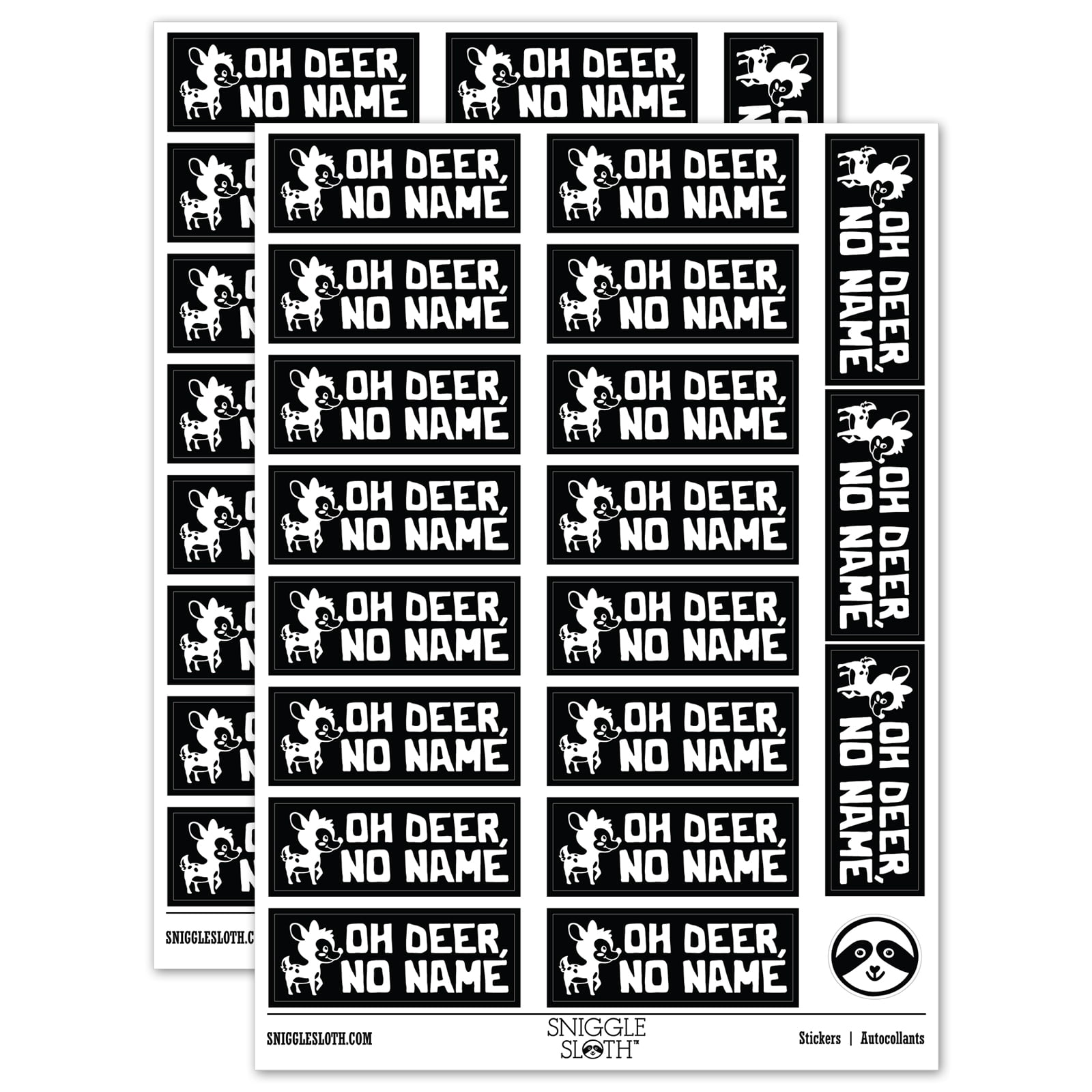 Oh Deer Dear No Name Teacher Student School Sticker Set - Black - Gloss Finish - 2.00" Large ...