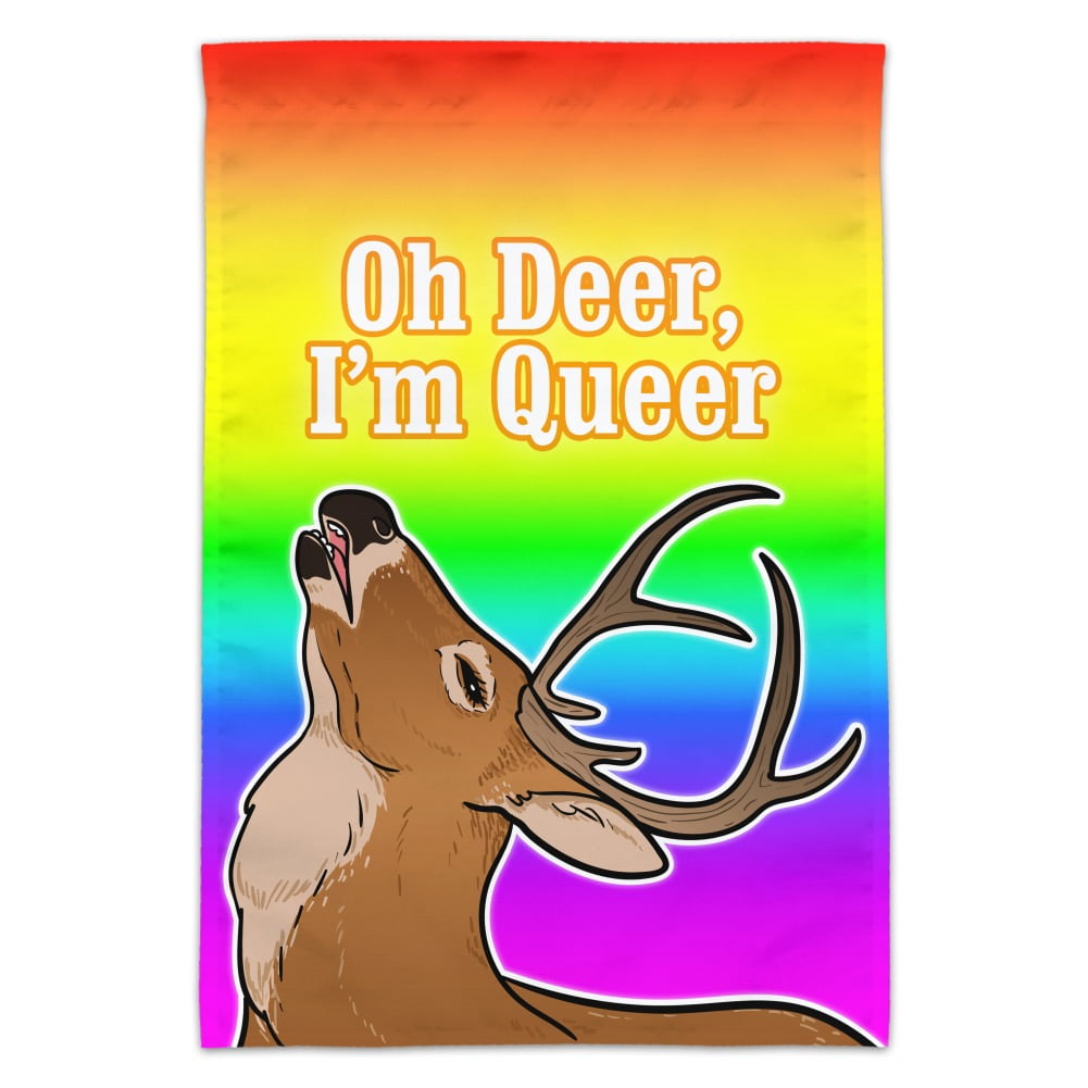 Oh Deer I'm Queer Rainbow Pride Gay Lesbian Funny Garden Yard Flag ...
