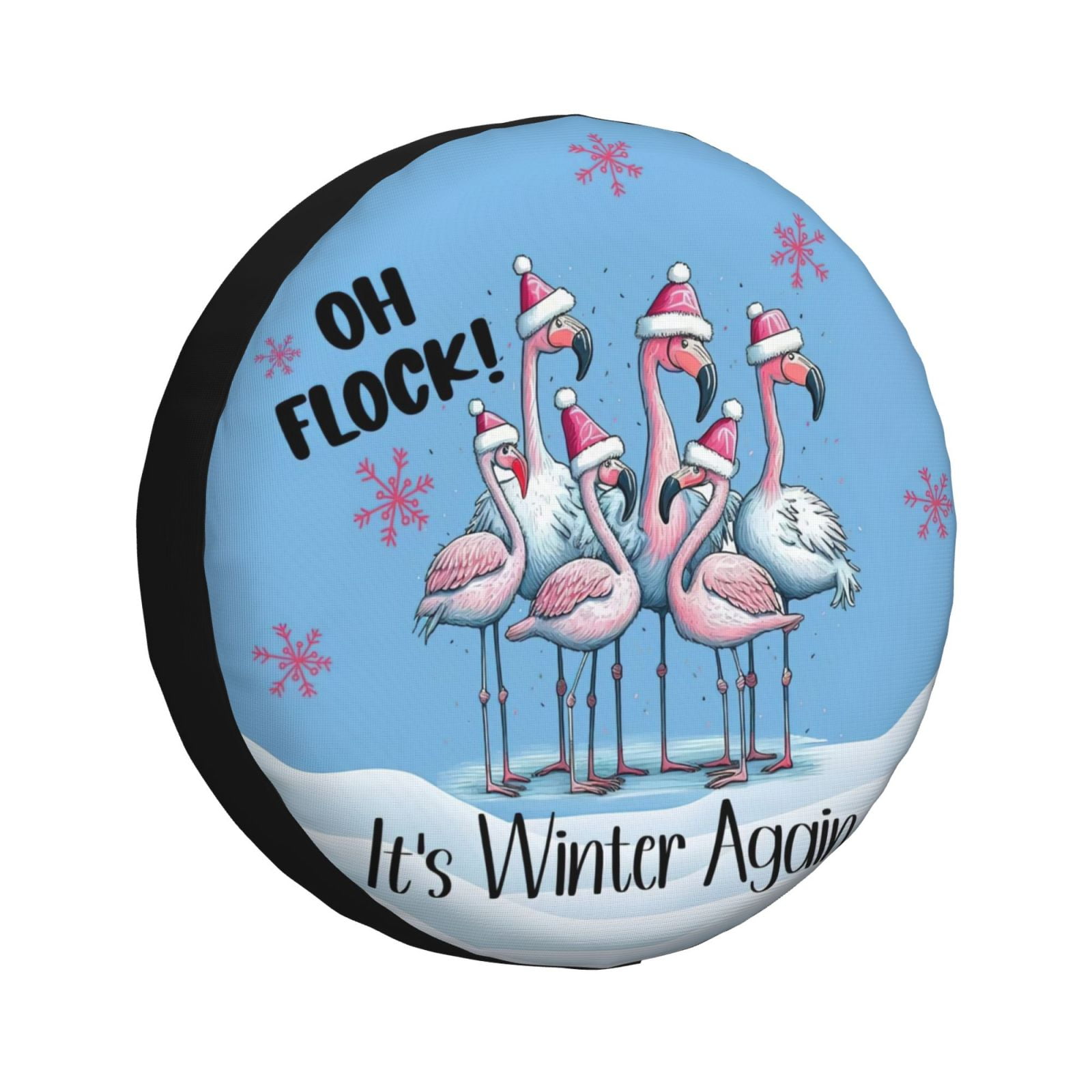 Oh Flock It'S Winter Again Flamingo Tire Cover 17" Wheel Protectors ...