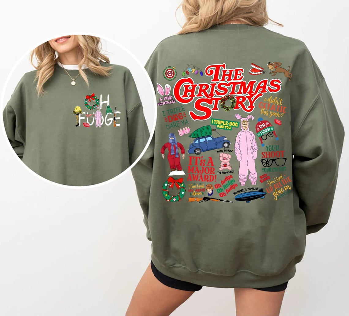 Oh Fudge Christmas Story, Retro Movie, Millitary Green Sweatshirt ...