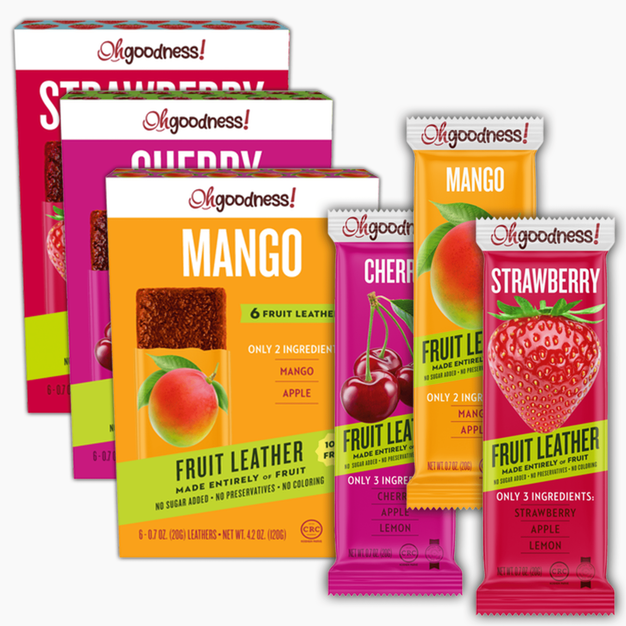 Oh Goodness! Fruit Leather Variety 3 Pack= 18 Count. No Sugar Added, No ...