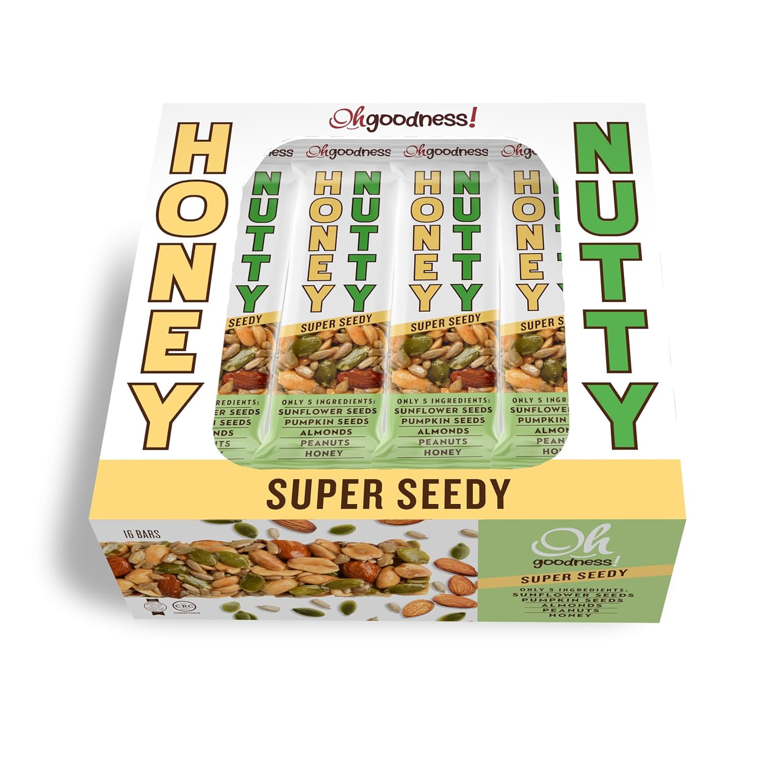 Oh Goodness! Honey Nutty-Nut Bars 16 Pack. All Natural, No ...