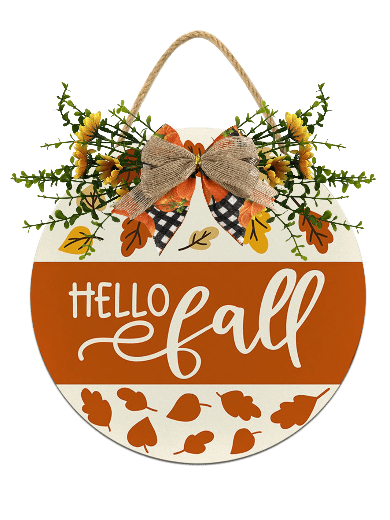 Oh Hello Fall Front Door Sign Funny Wreaths Hanging Wooden Plaque ...