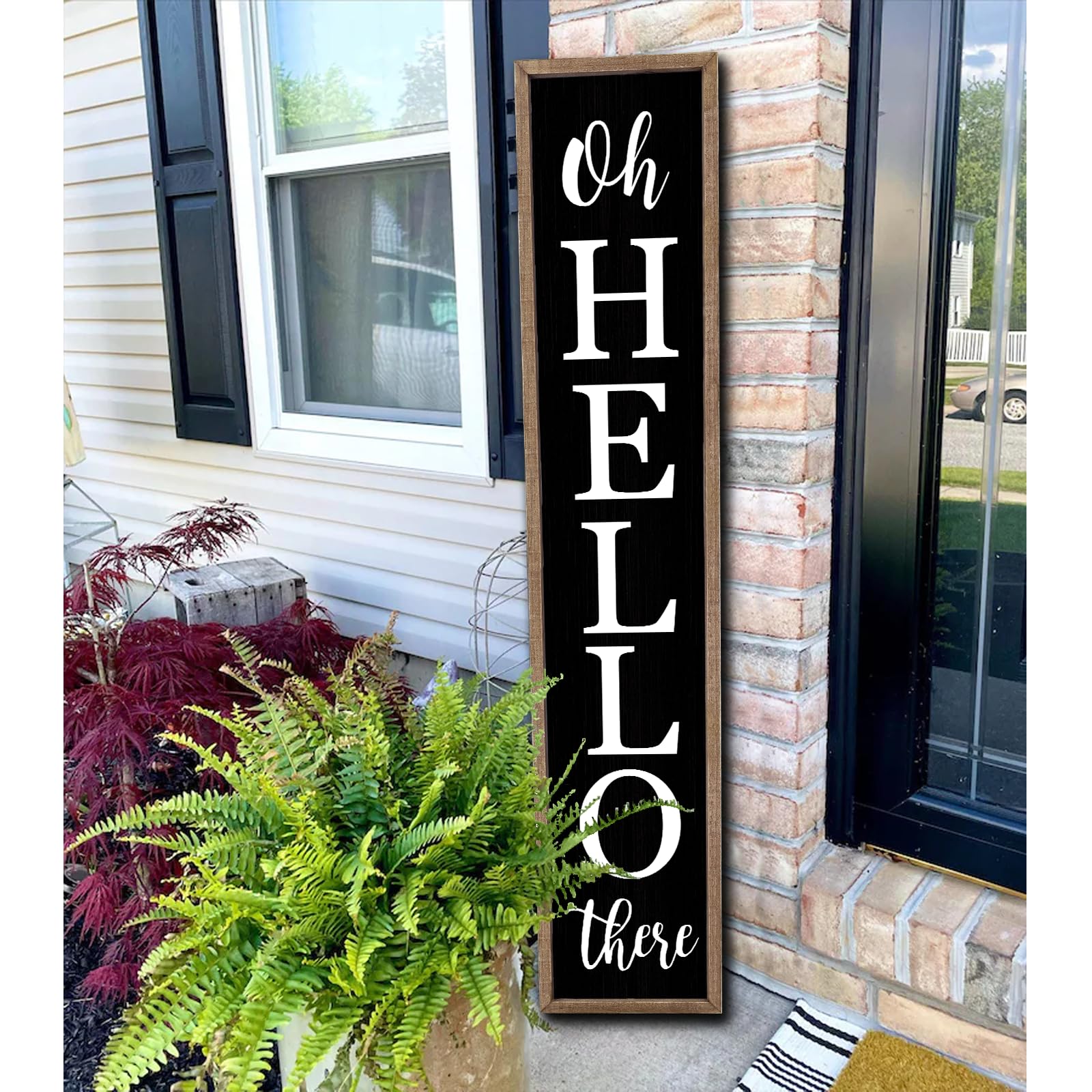 Oh Hello There Welcome Sign For Front Porch Standing 45"X9" Tall Wood ...