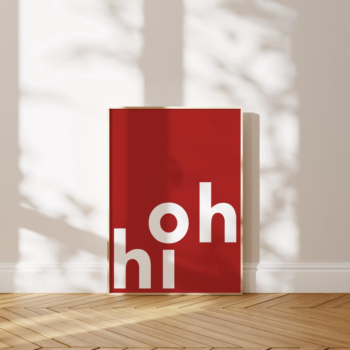 Oh Hi Art White Red Print Modern Bold Typography Print Minimalist Print ...