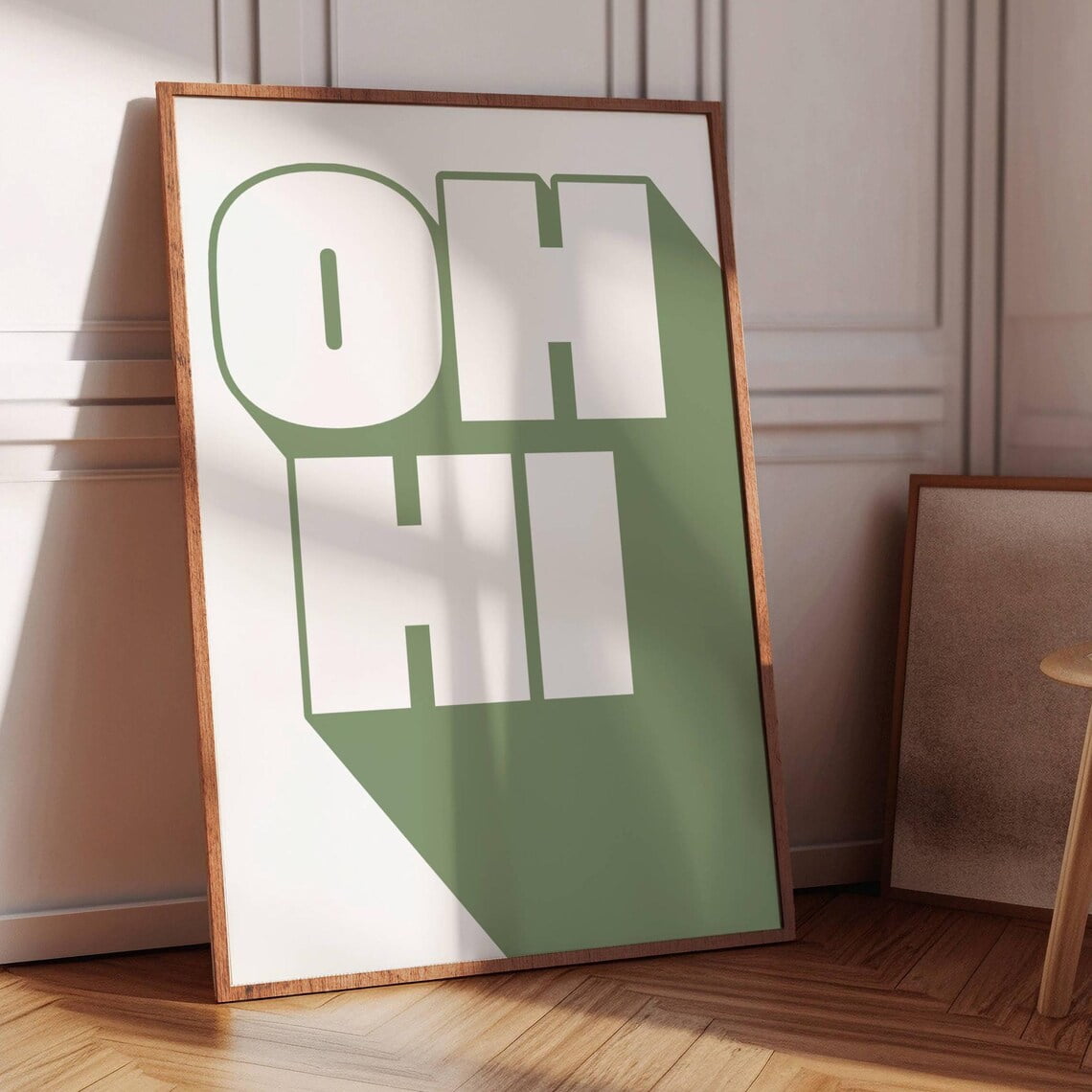 Oh Hi Print, Modern Typography Poster, Trendy Wall Art, Sage Green Wall ...