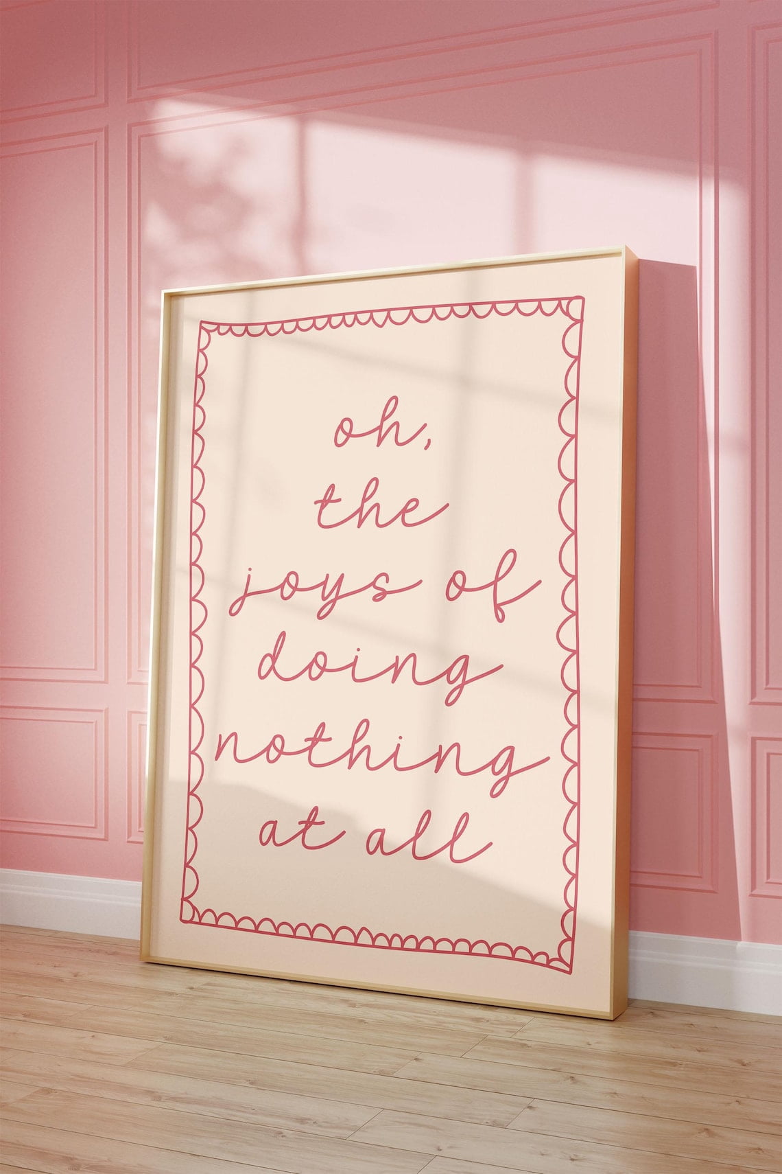 Oh, The Joys Of Doing Nothing At All Art Print, Pink Hand Drawn Home ...