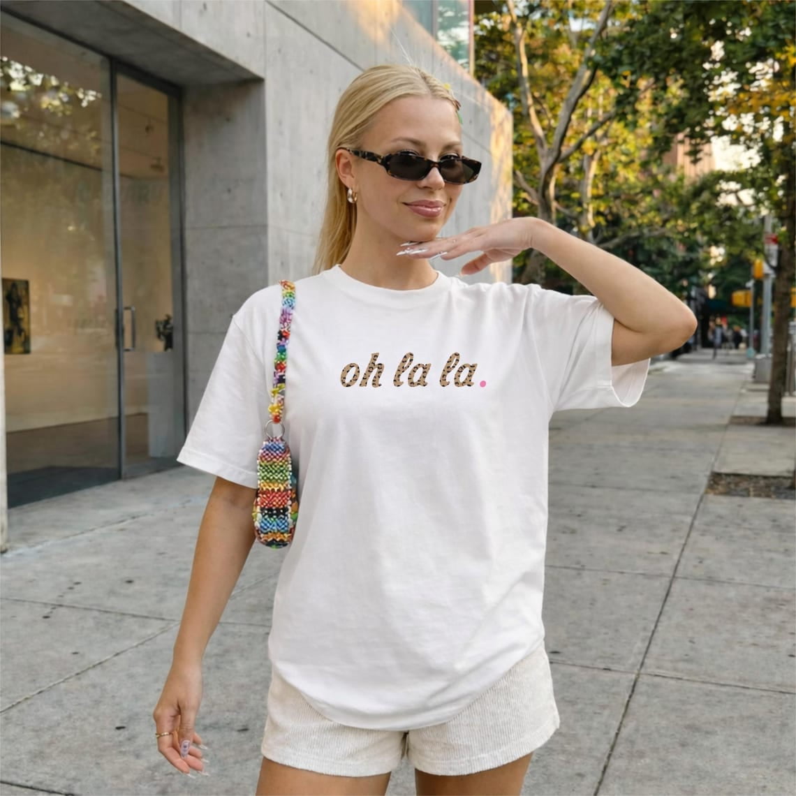 Oh La La Leopard Print French Saying T-Shirt - Walmart.com
