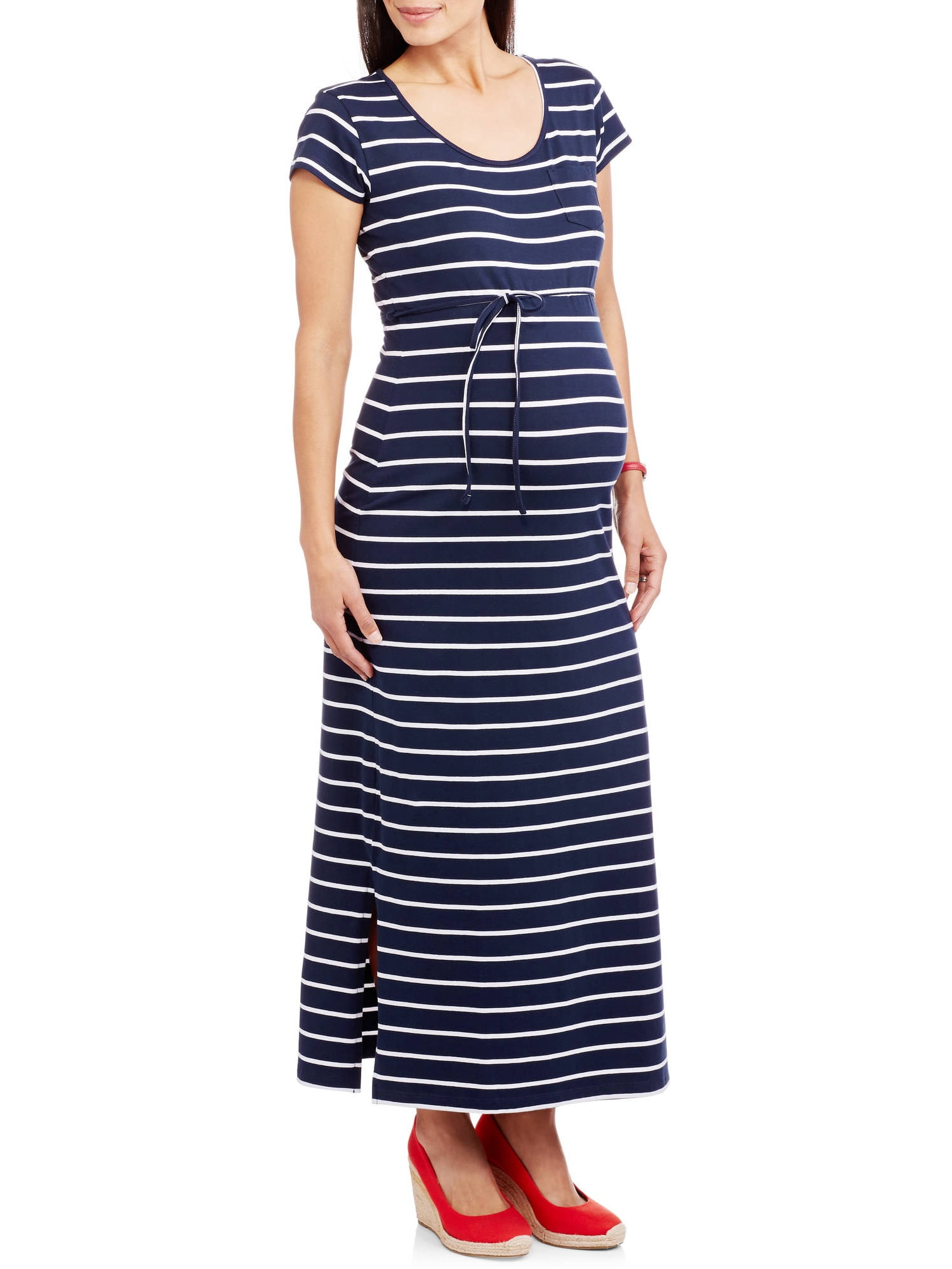 Oh! Mamma Maternity Cap Sleeve Striped M - Walmart.com