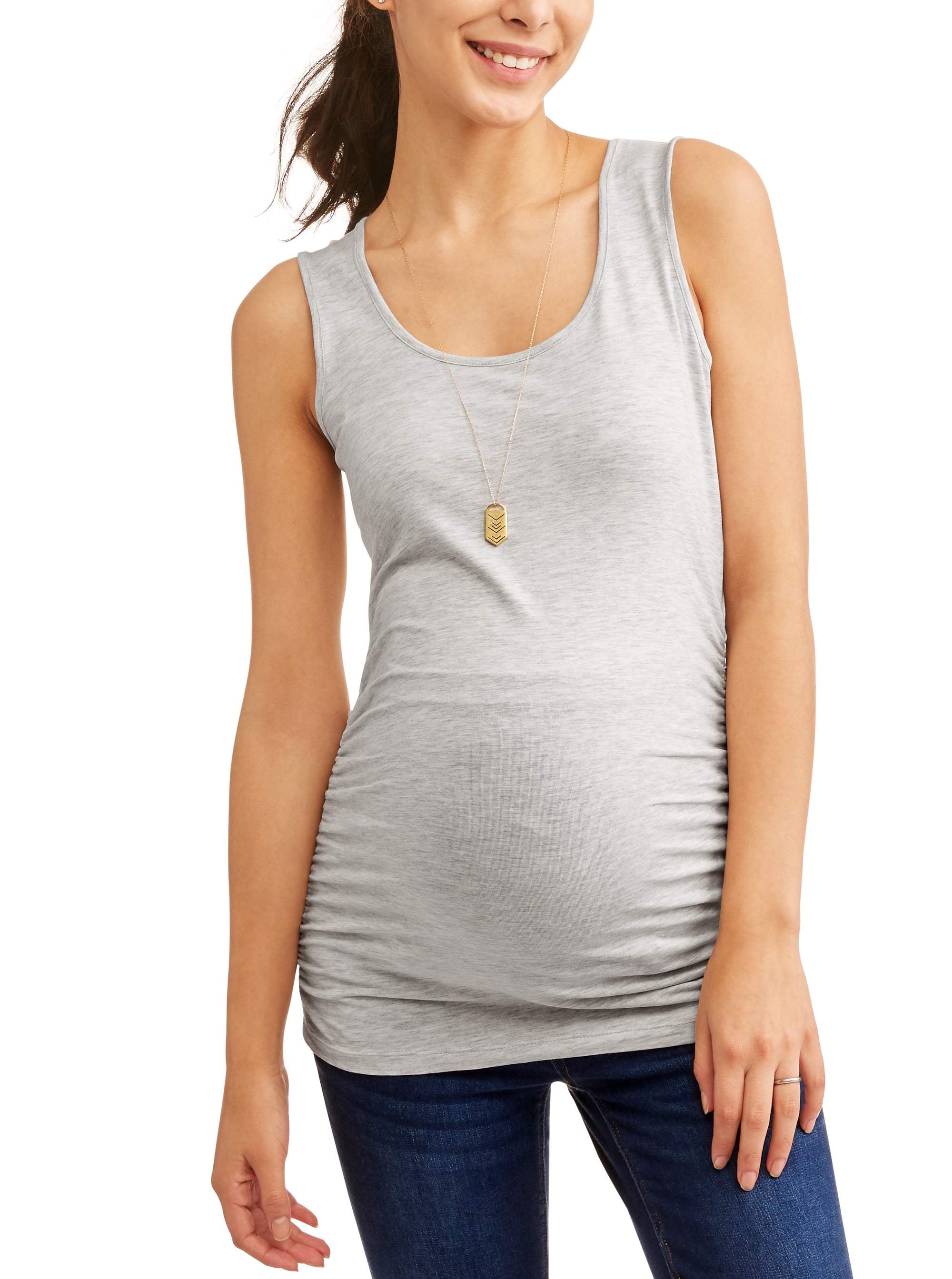 Oh! Mamma Maternity Tank Top - Side Ruching - Long Length - Walmart.com