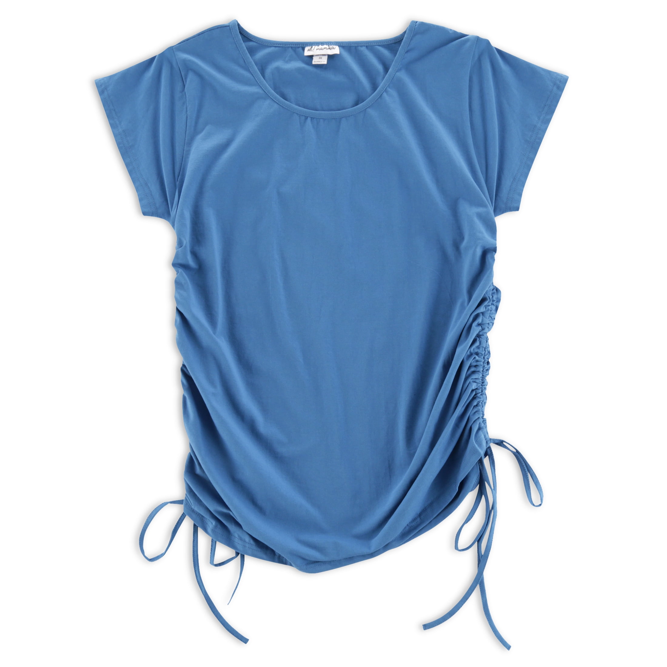 Oh! Mamma Maternity Women's Scoop Neck Tee with Side Seam Drawstring ...