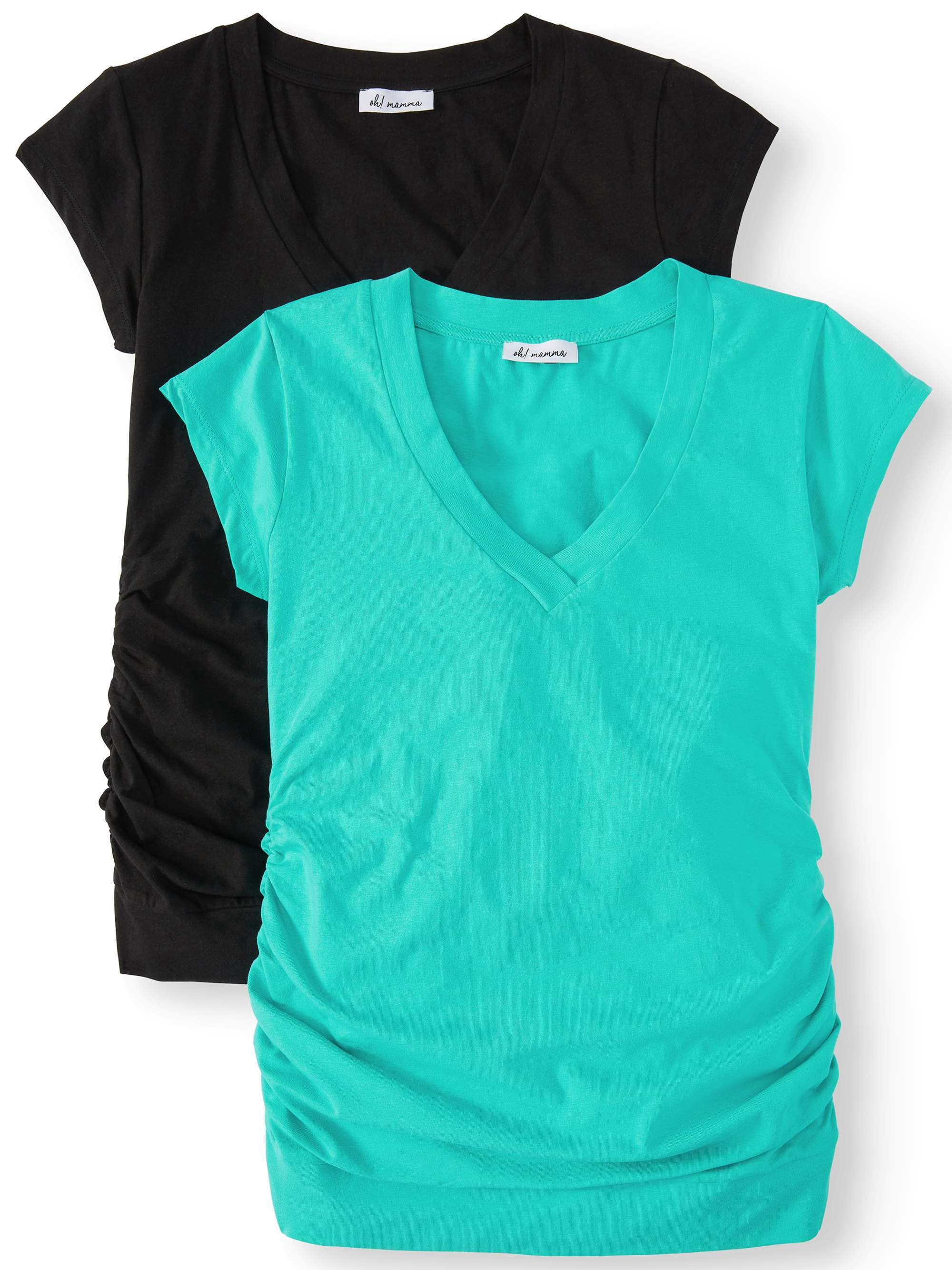 Oh! Mamma Maternity Women's V-Neck T-Shirt, 2-Pack (Women's & Women's ...