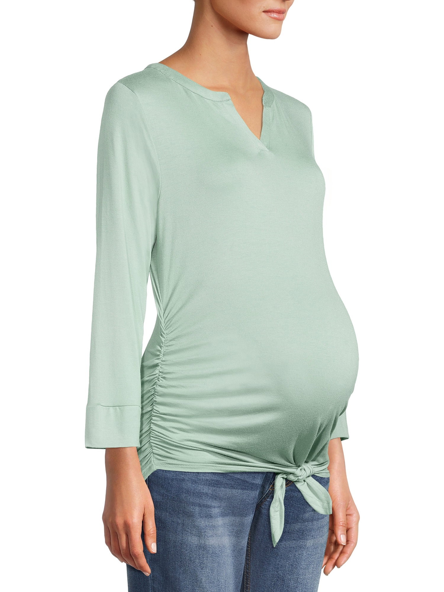 Oh! Mamma Maternity Womens Cinched Tie Front Top (Women's and Women's ...