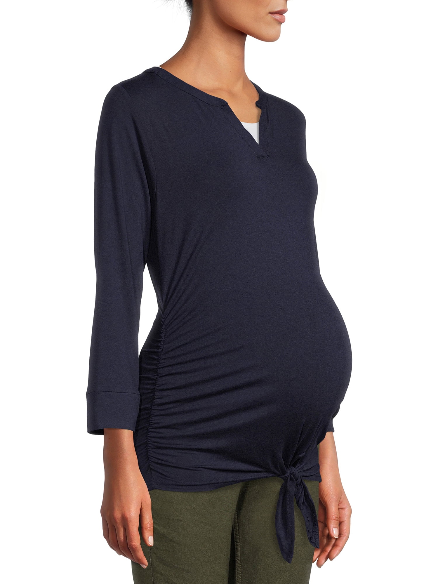 Oh! Mamma Maternity Womens Cinched Tie Front Top (Women's and Women's ...