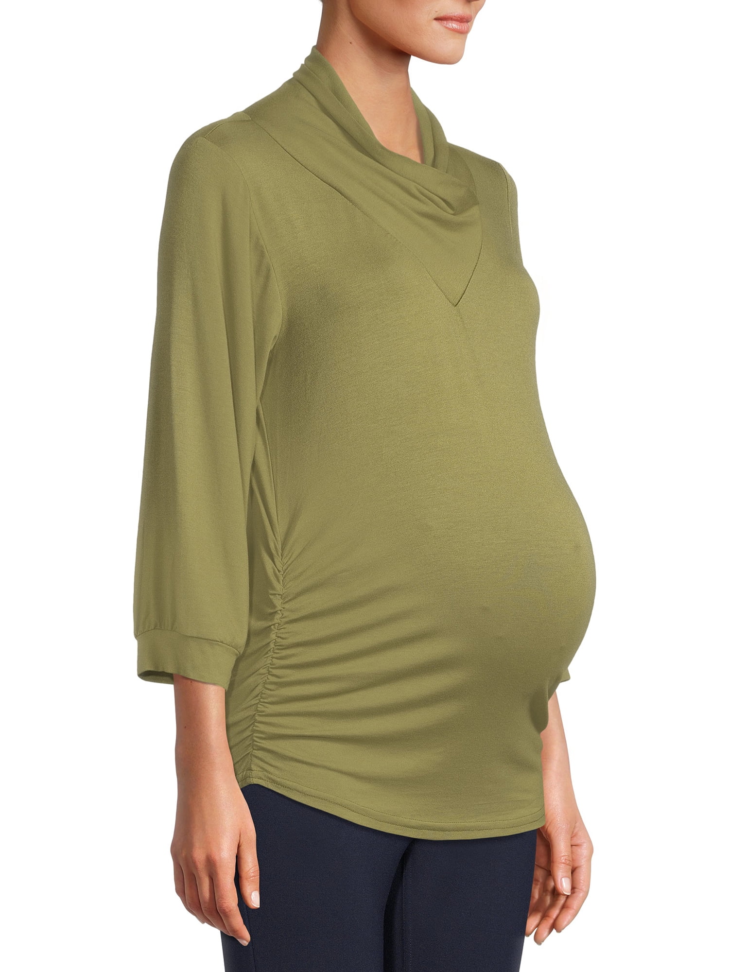 Oh! Mamma Women's Maternity Women's Cowl Neck Jersey Cinched Top ...