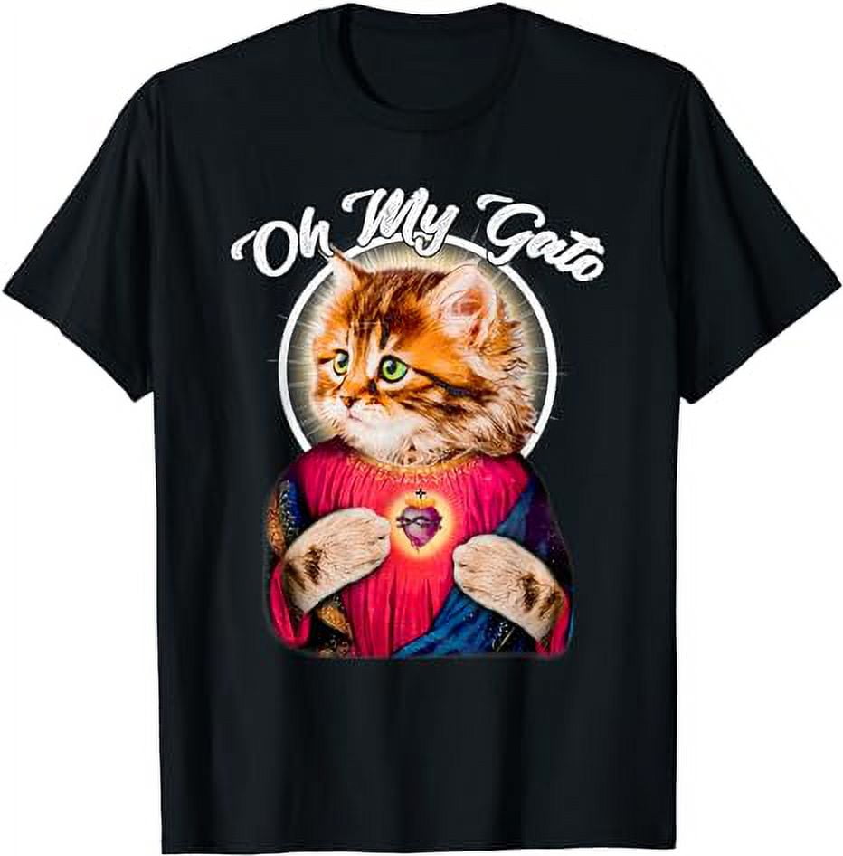 Oh My Gato Cat Jesus Christian Cat Lover T-Shirt - Walmart.com