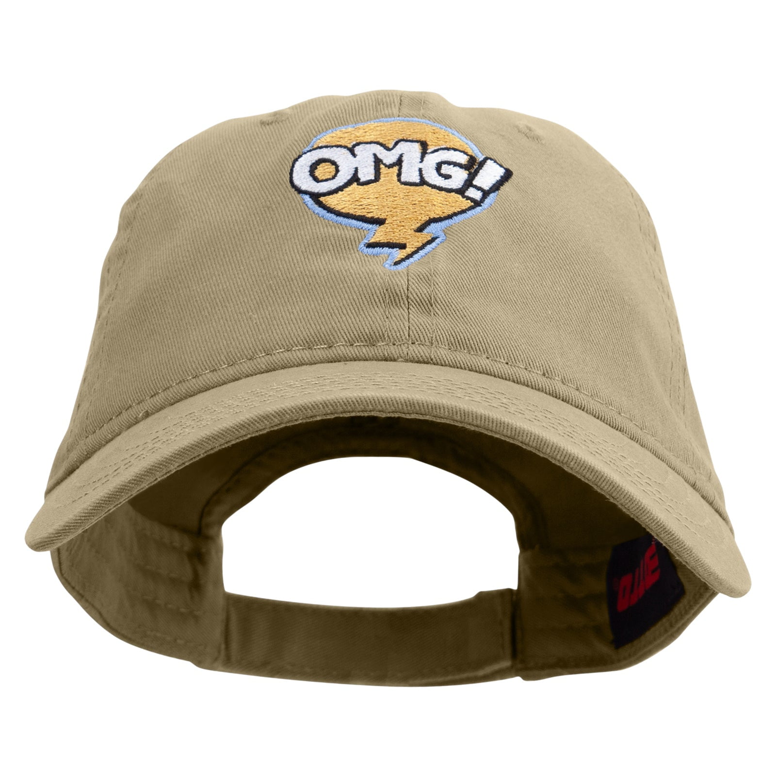 Oh My God Bubble Embroidered Garment Washed Cotton Twill Cap - Khaki ...