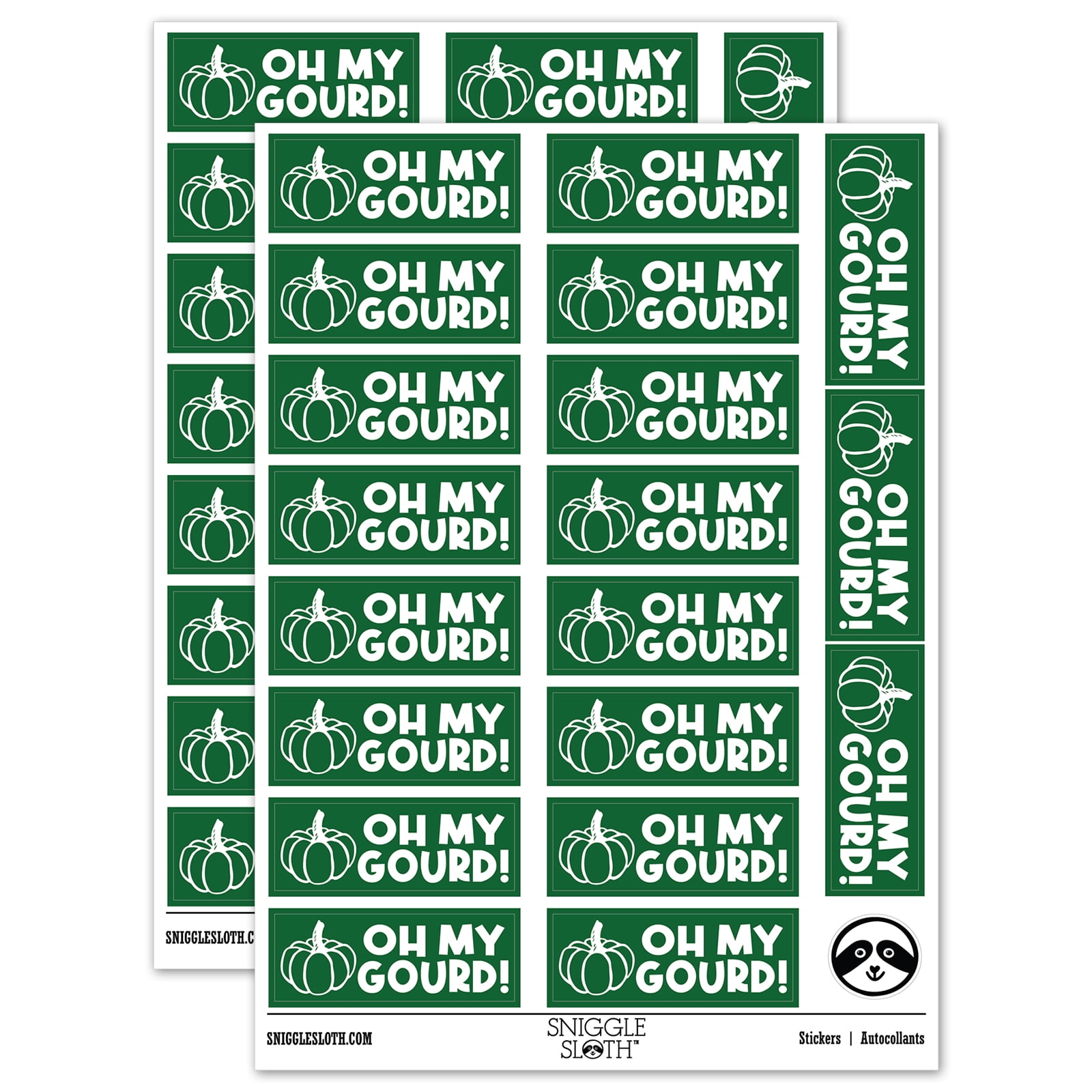 Oh My Gourd Pumpkin Teacher Student School Sticker Set - Dark Green ...