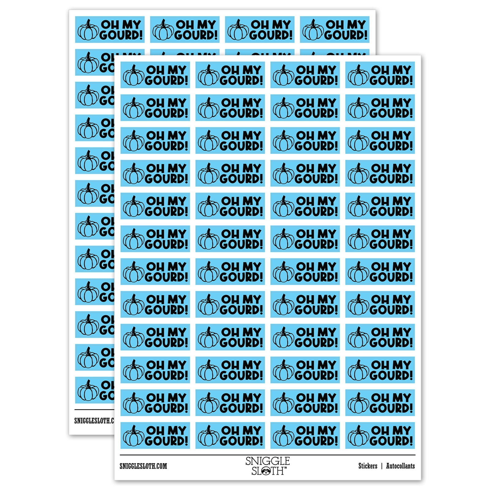 Oh My Gourd Pumpkin Teacher Student School Sticker Set - Light Blue ...