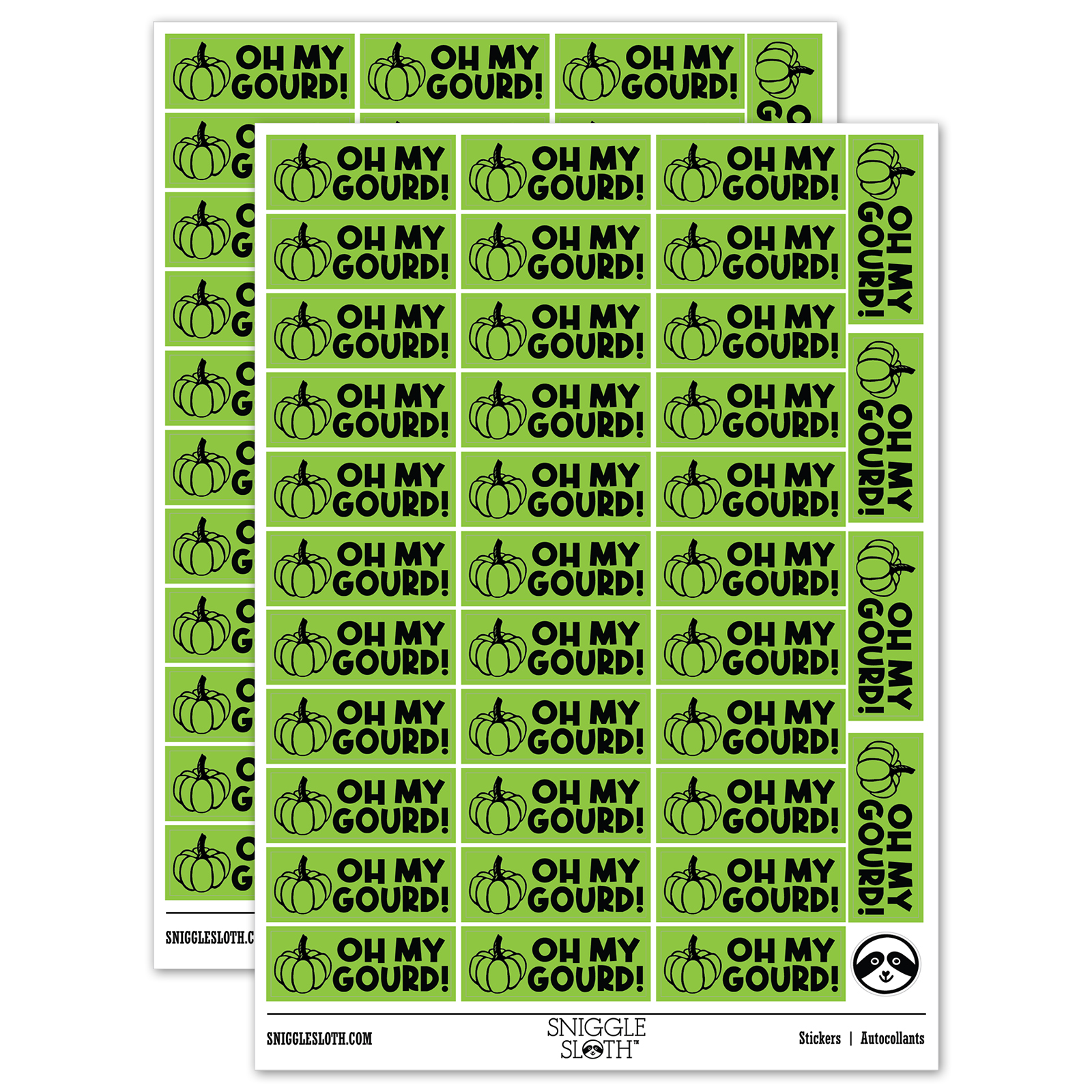 Oh My Gourd Pumpkin Teacher Student School Sticker Set - Light Green ...