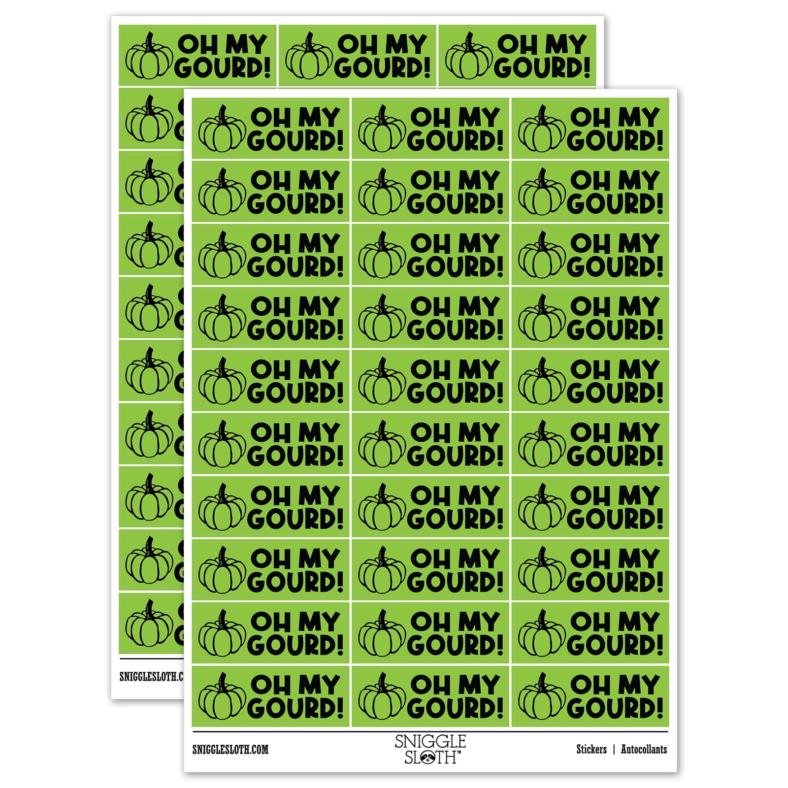 Oh My Gourd Pumpkin Teacher Student School Sticker Set - Light Green ...