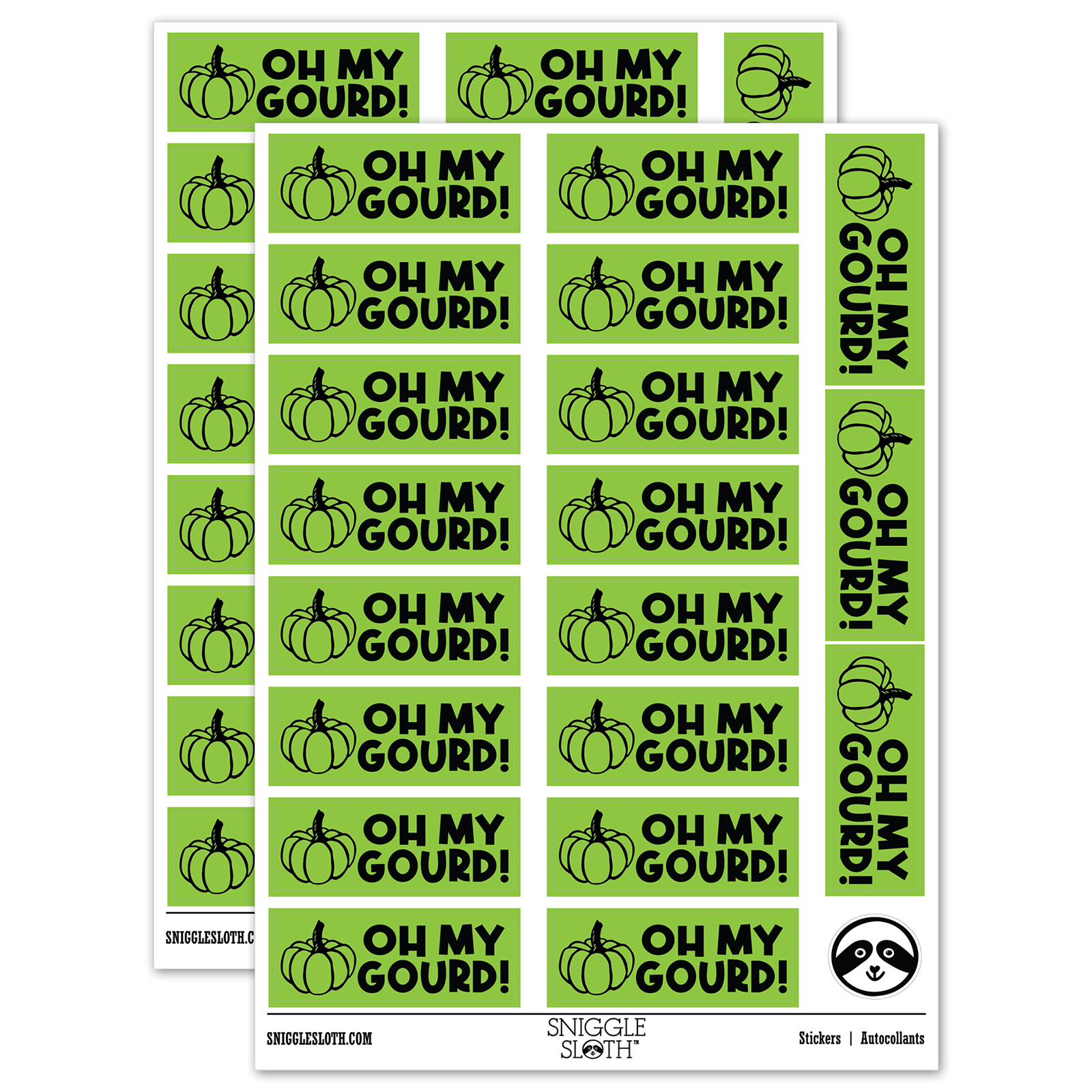 Oh My Gourd Pumpkin Teacher Student School Sticker Set - Light Green ...