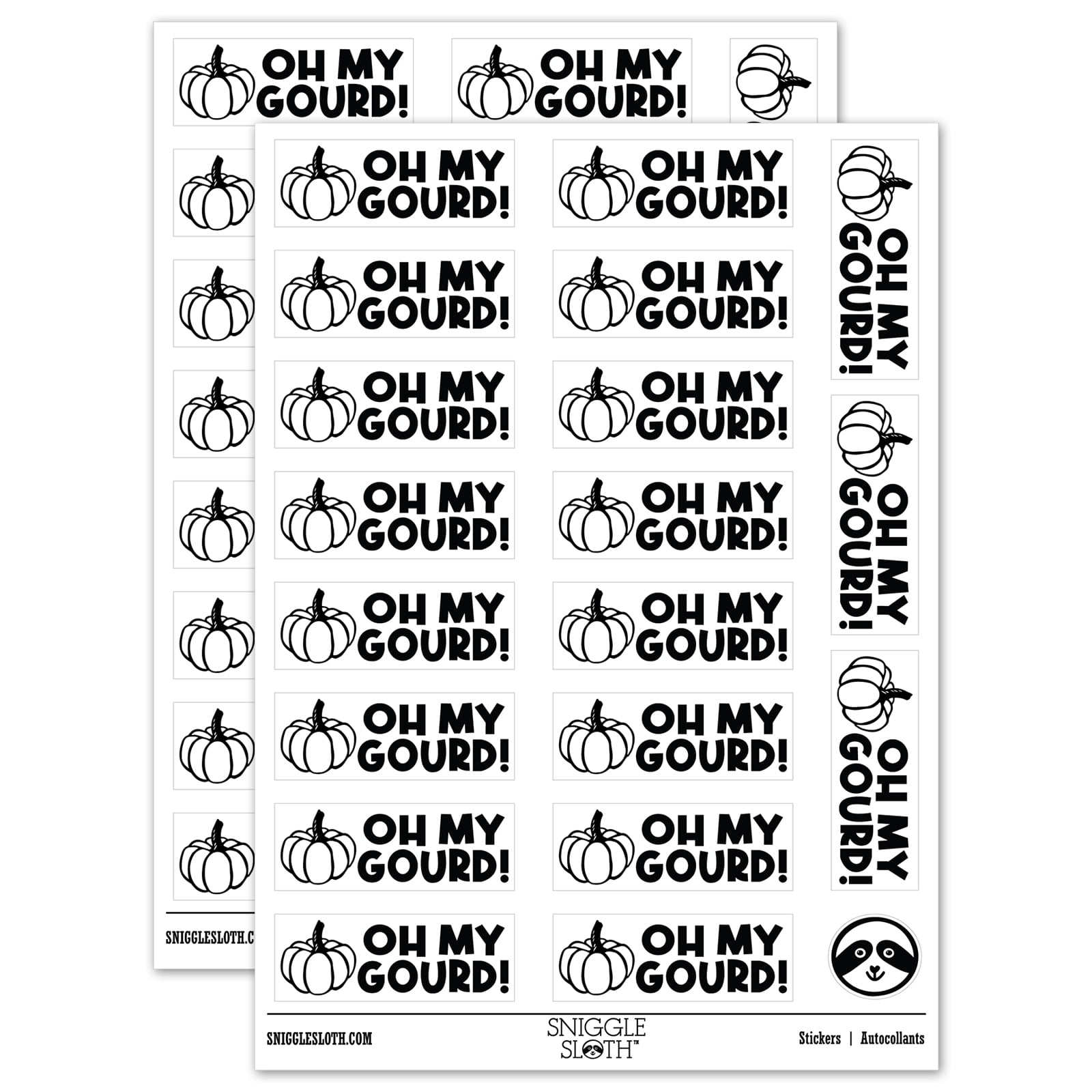 Oh My Gourd Pumpkin Teacher Student School Sticker Set - White - Gloss ...