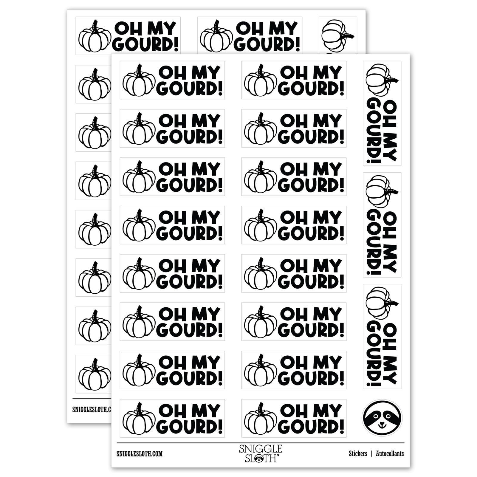 Oh My Gourd Pumpkin Teacher Student School Sticker Set - White - Matte ...