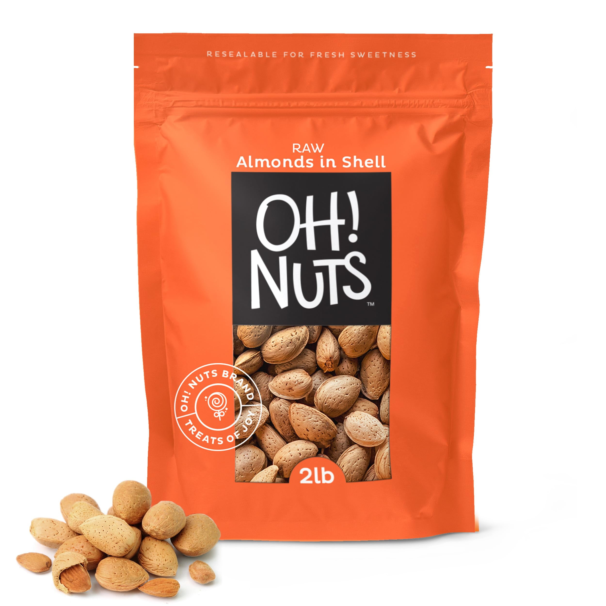 Oh! Nuts Almonds in MZF22 Shell - Raw - 100% Natural - 2 lb - High ...