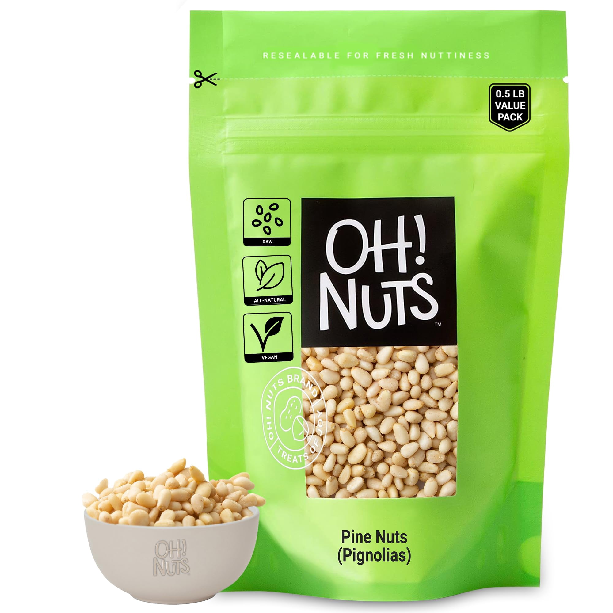 Oh! Nuts Pine Nuts DMF15 (Pignolias) - 8oz Bag Bulk Fresh Raw Pine Nuts ...