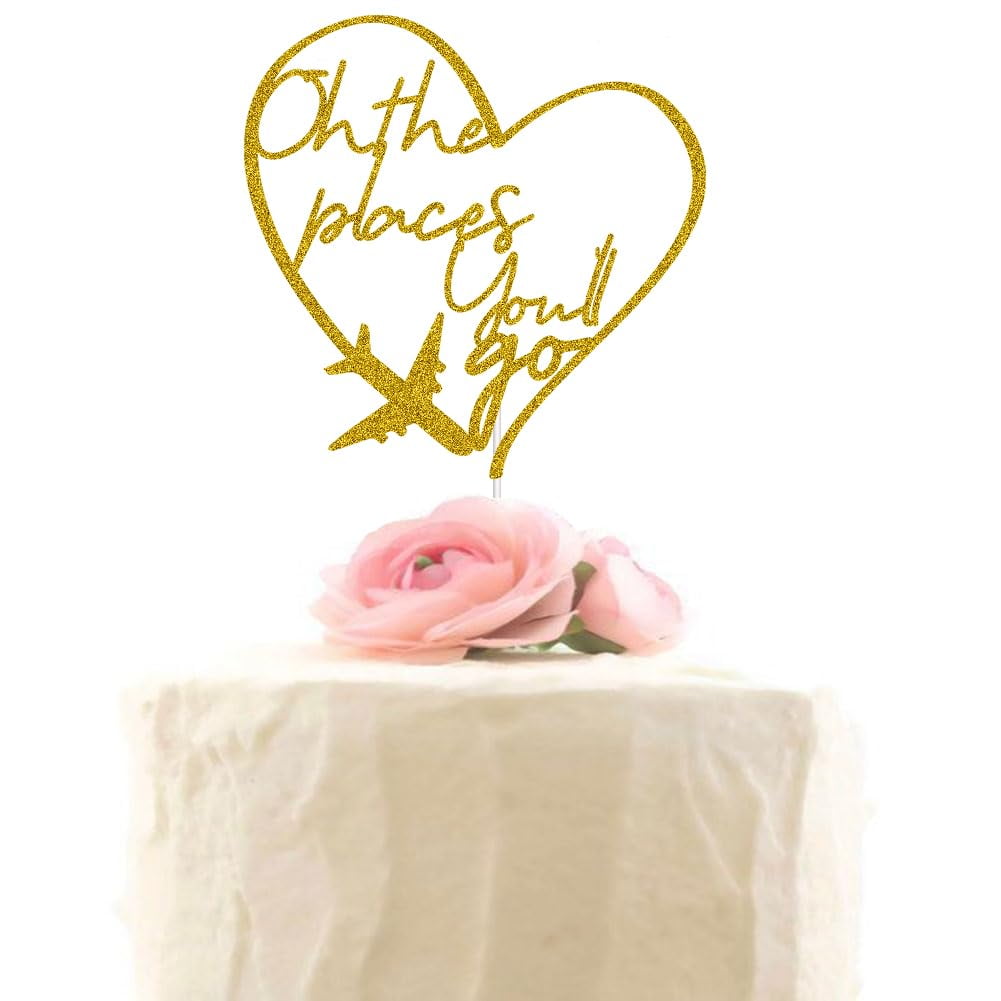 Oh the PlacesEGSC You'll Go Cake Topper - Travel Themed Cake Decor ...