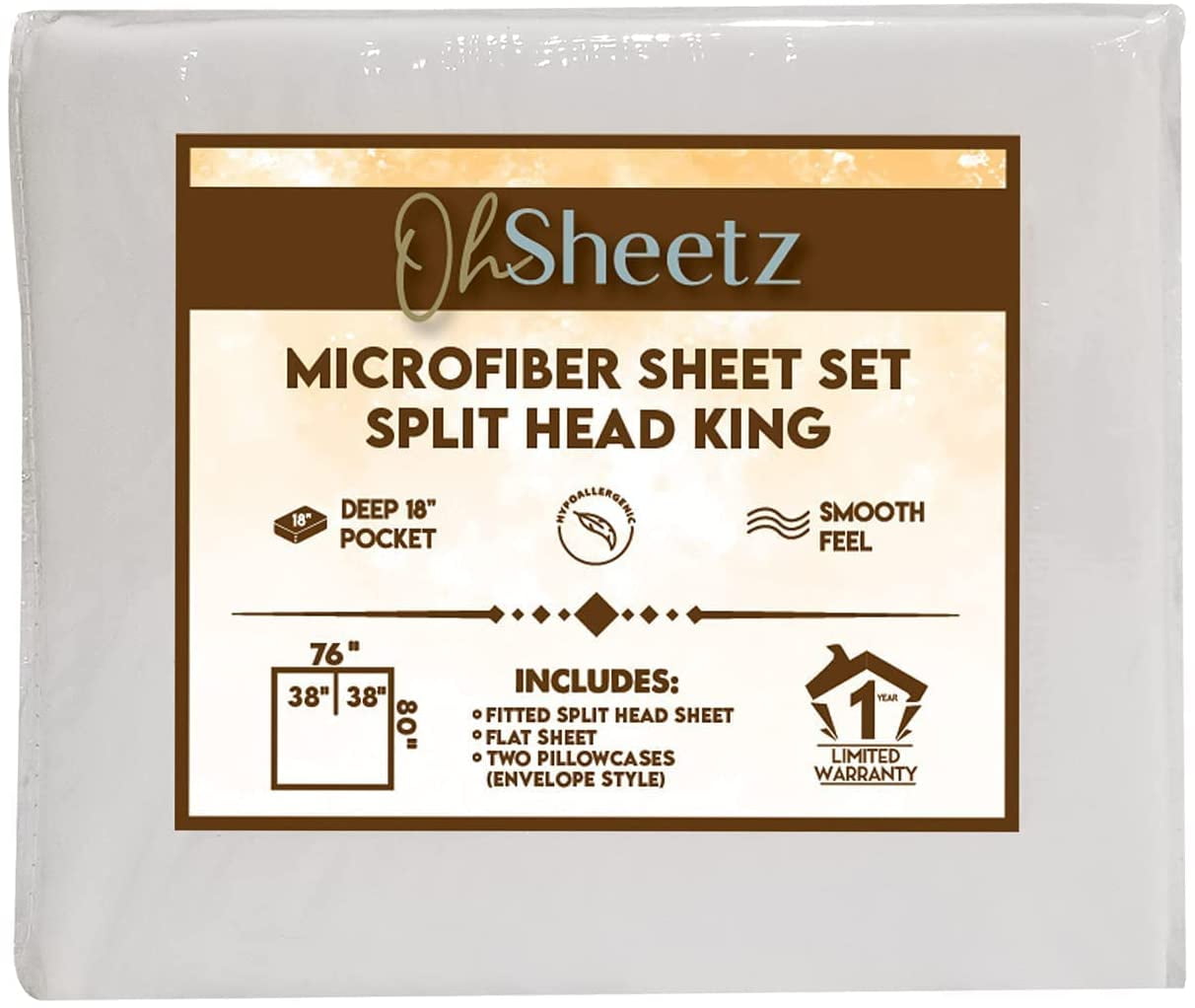 Oh Sheetz Flex / Split Top King Microfiber Bed Sheet Set with King ...