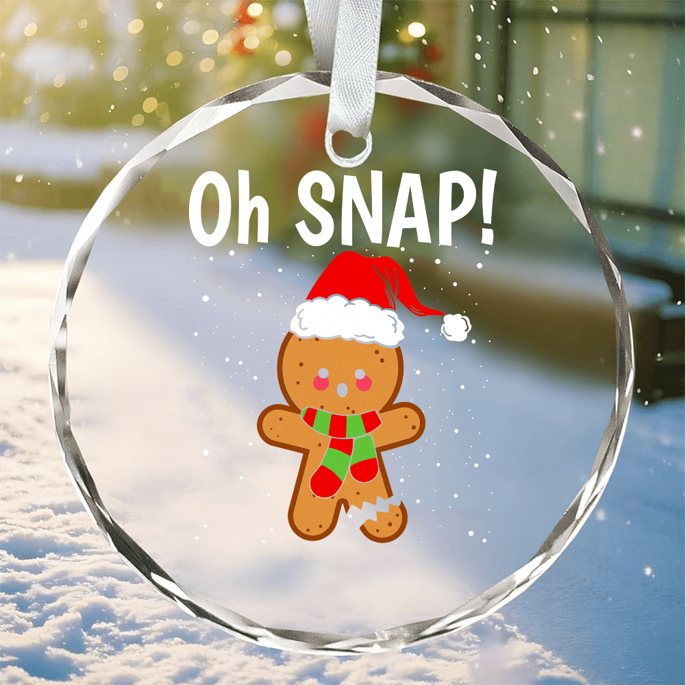 Oh Snap! Gingerbread Man Dad Joke Ornament, Crystal Glass Ornament ...