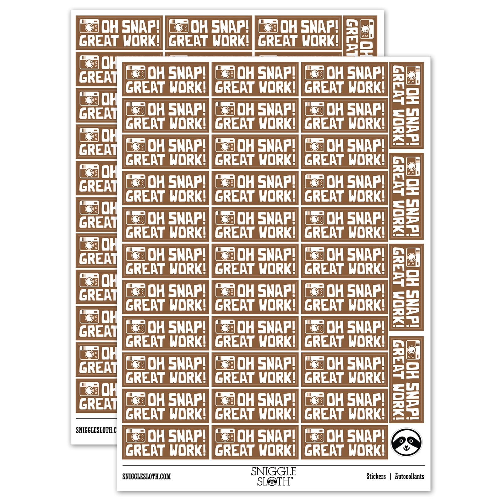 Oh Snap Great Work Camera Teacher Student School Sticker Set - Brown ...