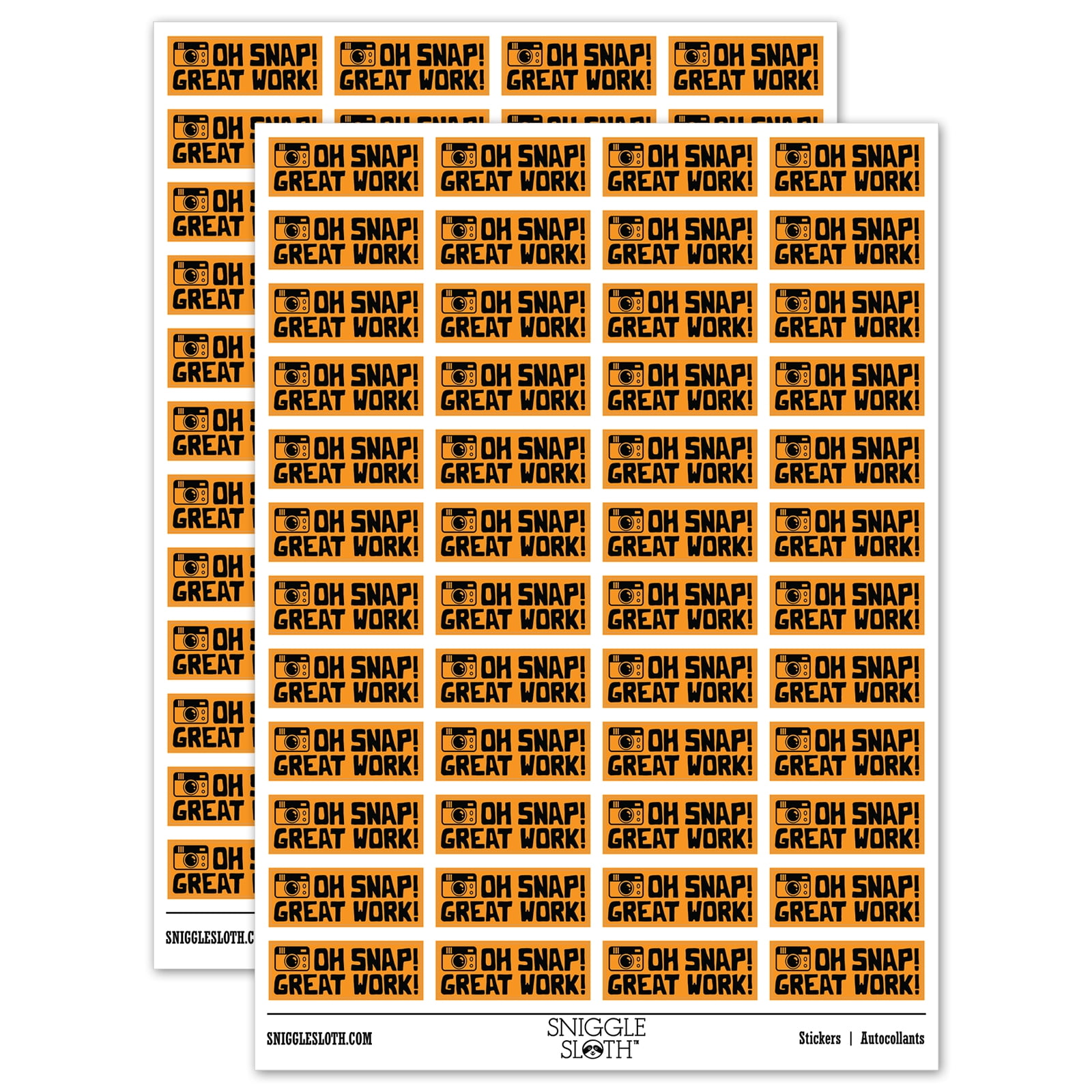 Oh Snap Great Work Camera Teacher Student School Sticker Set - Orange ...