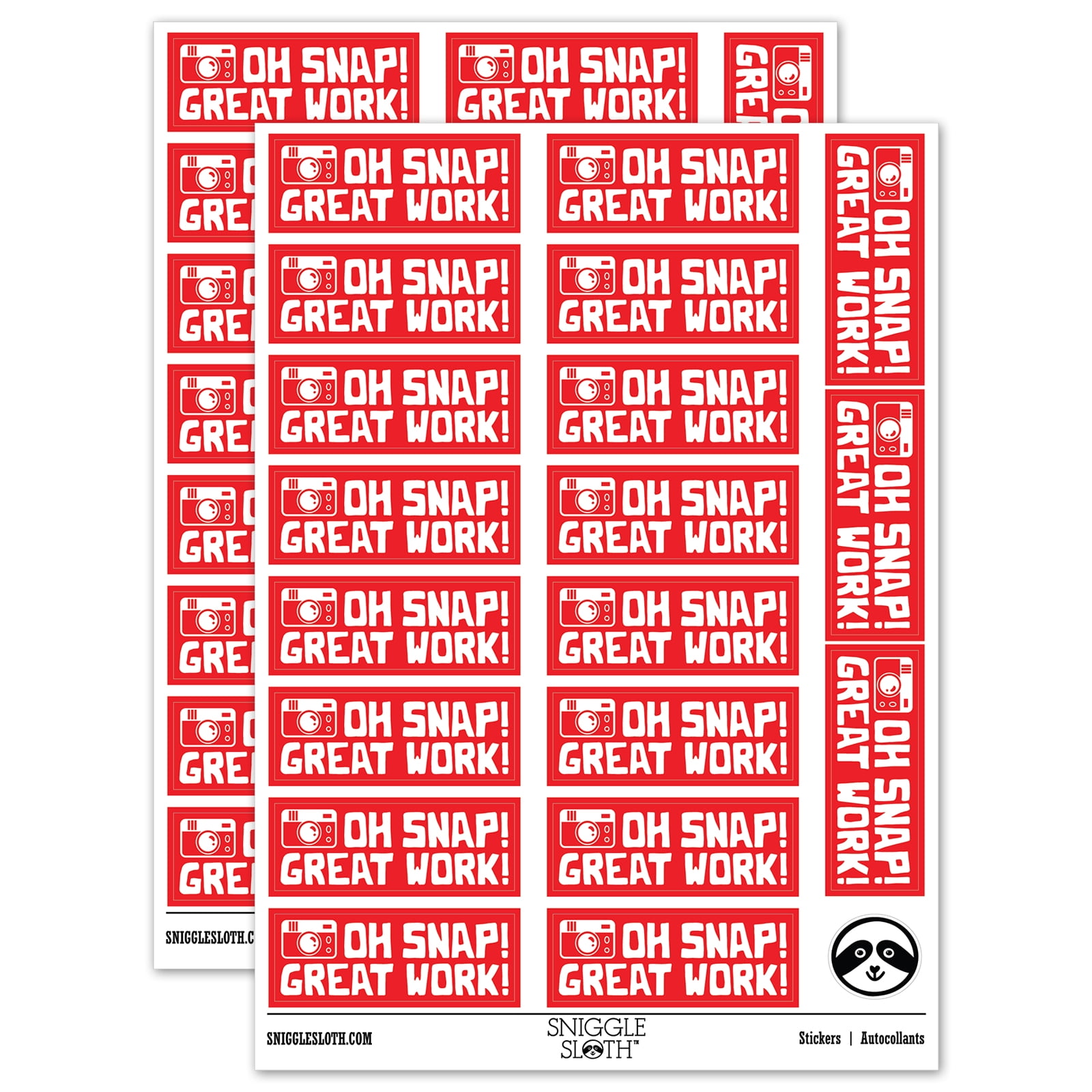 Oh Snap Great Work Camera Teacher Student School Sticker Set - Red ...