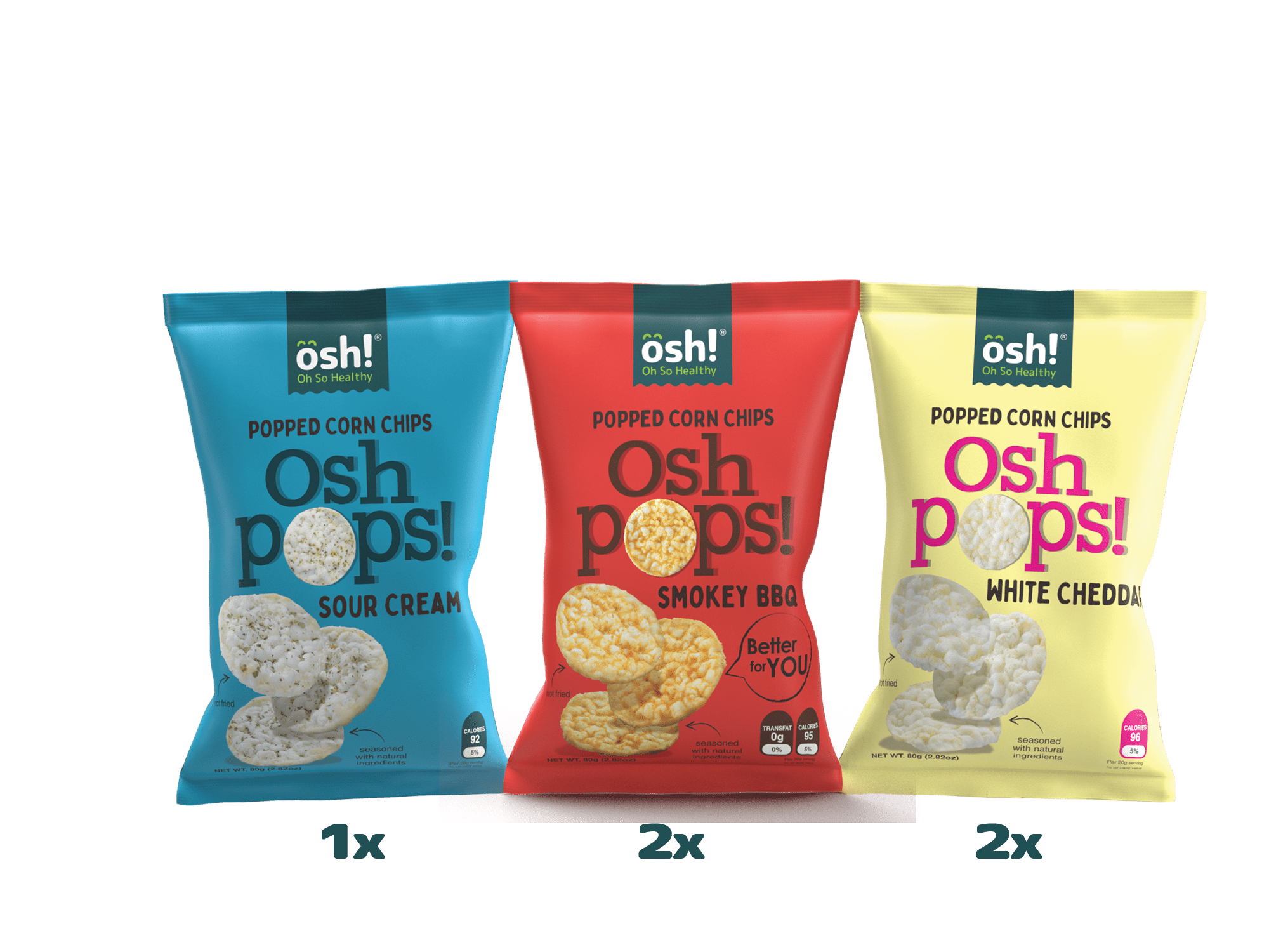 Oh So Healthy, Popped Corn Chips, Assorted Packs 2xBBQ, 2xWhite Cheddar ...